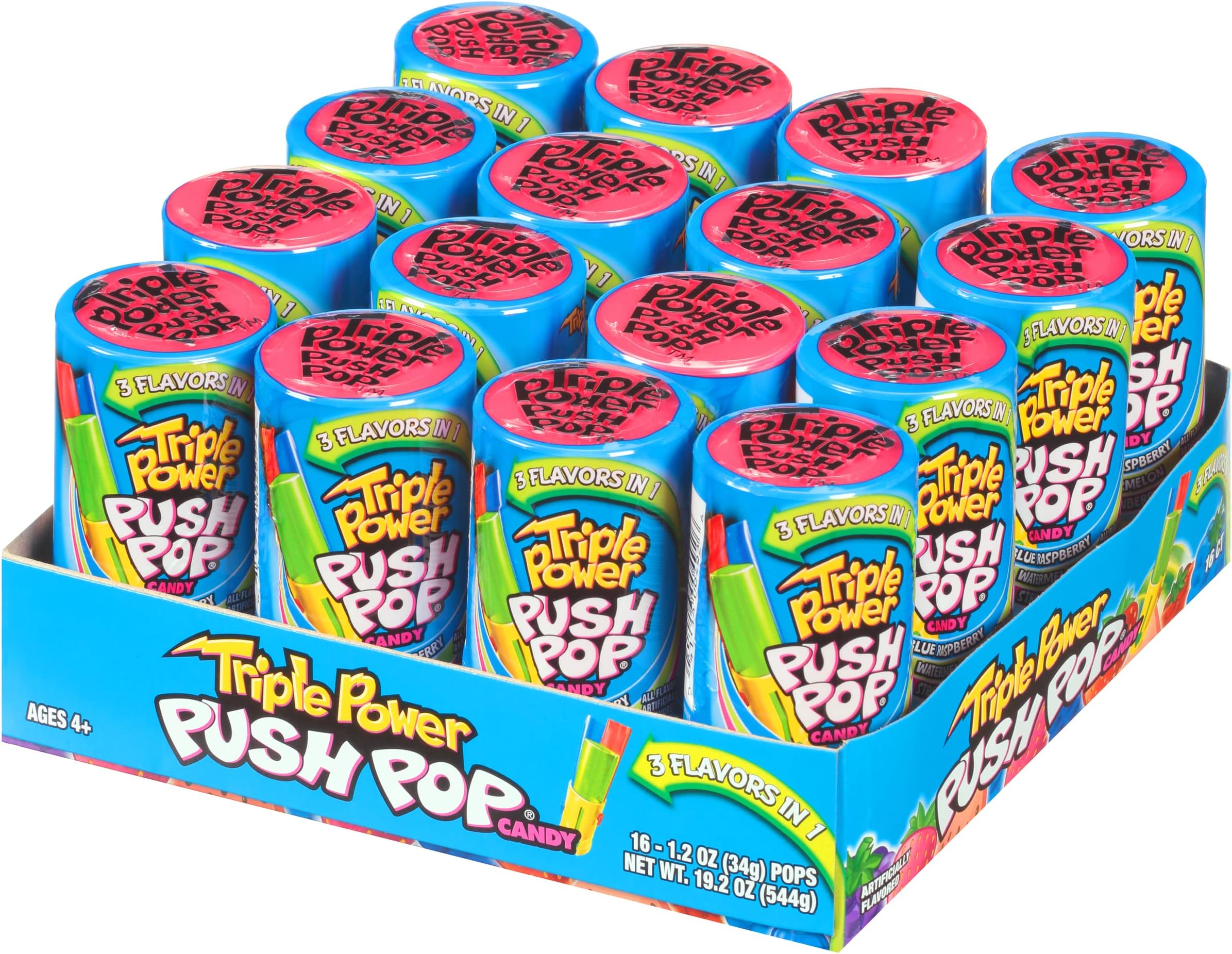 Amazon.com : Push Pop Triple Power Three-in-One Individually Wrapped ...