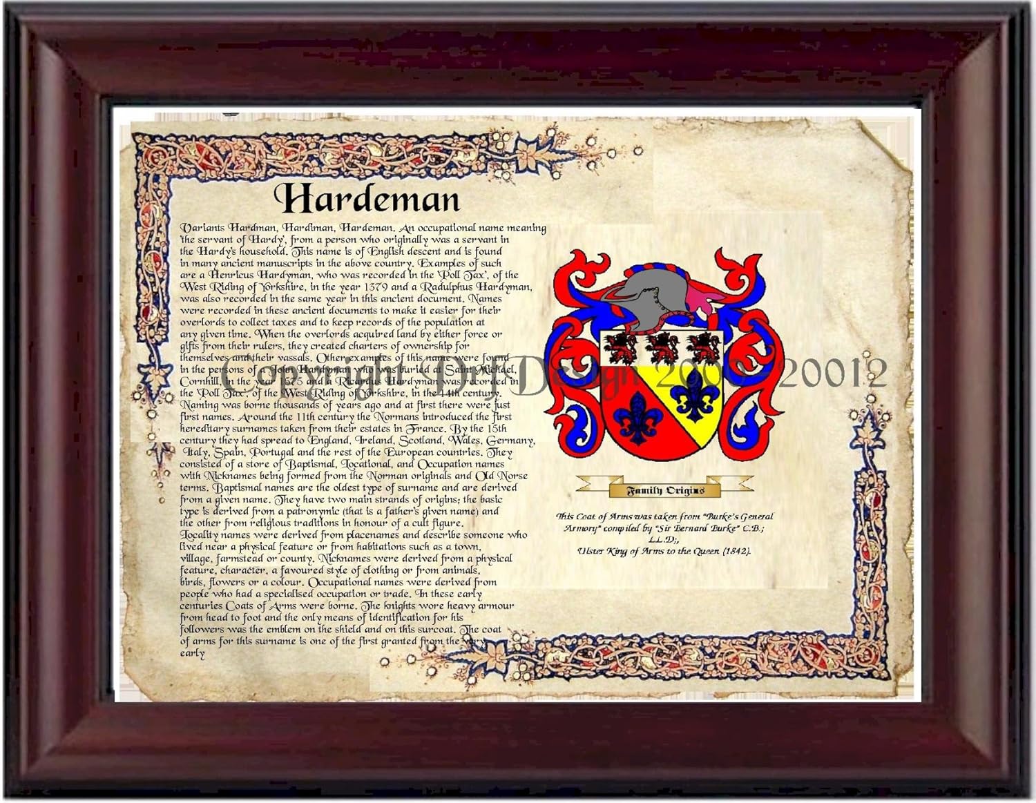 Amazon.com: Hardeman Coat of Arms/ Family Crest on Fine Paper and ...