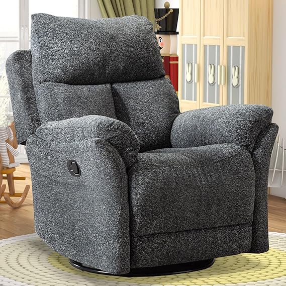 Amazon.com: ANJ Swivel Rocker Recliner Chair Nursery, Manual Fabric ...