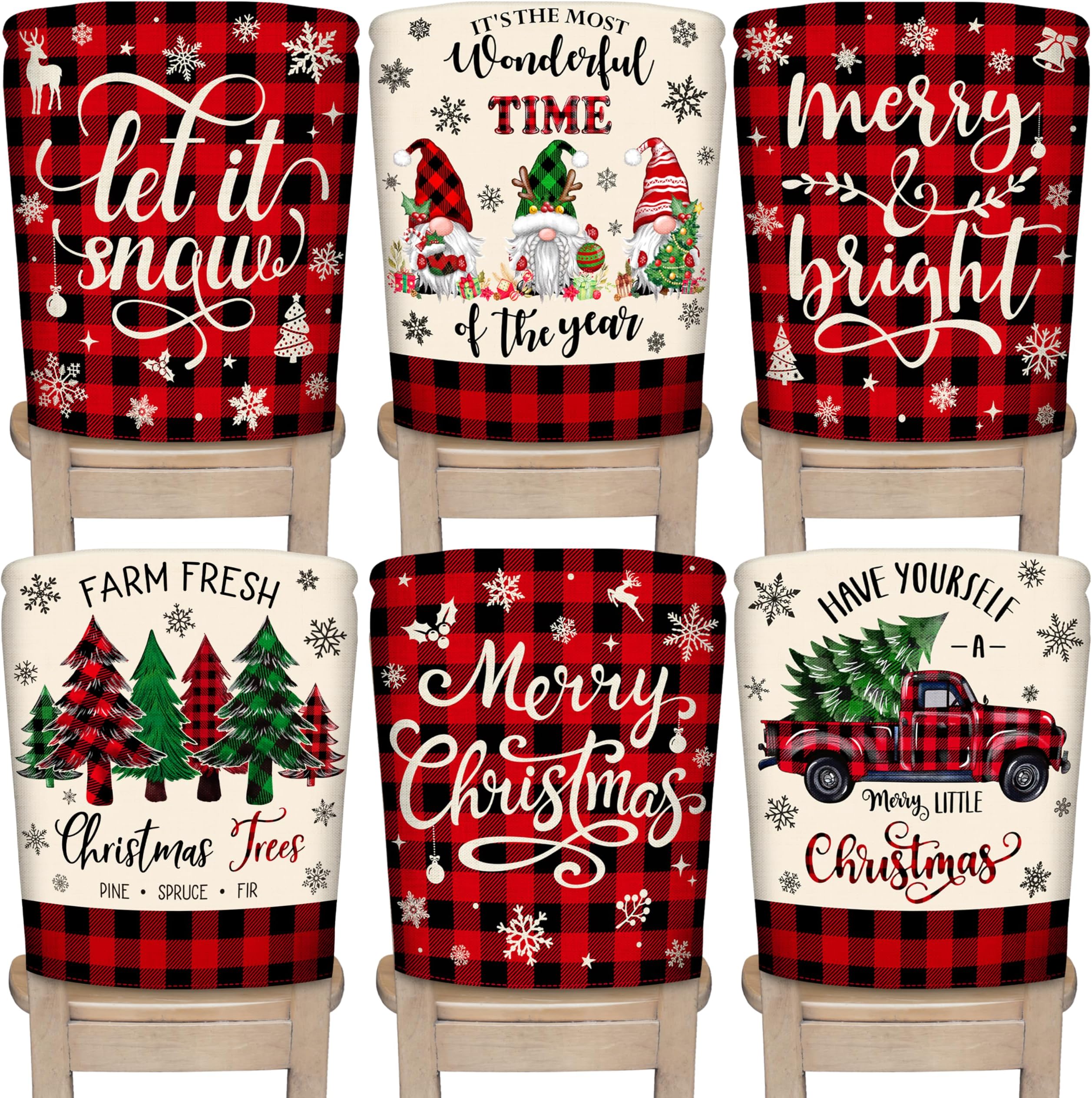 Amazon.com: WVIOUOPU Christmas Back Chair Covers Set - 3 Pcs 22'' x 19 ...