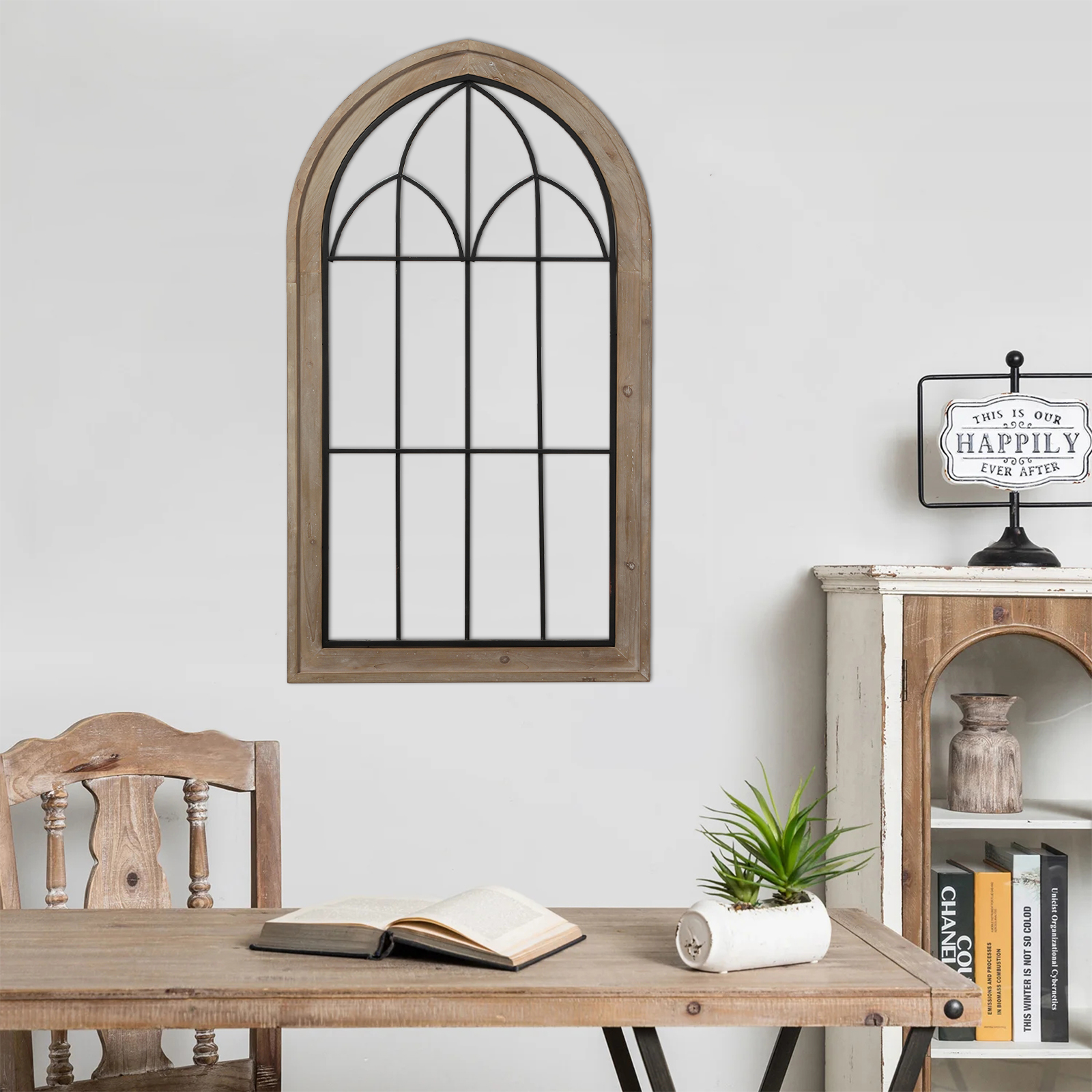 Watch Wood and Metal Cathedral Window Wall Decor 26" x 48" on Amazon Live