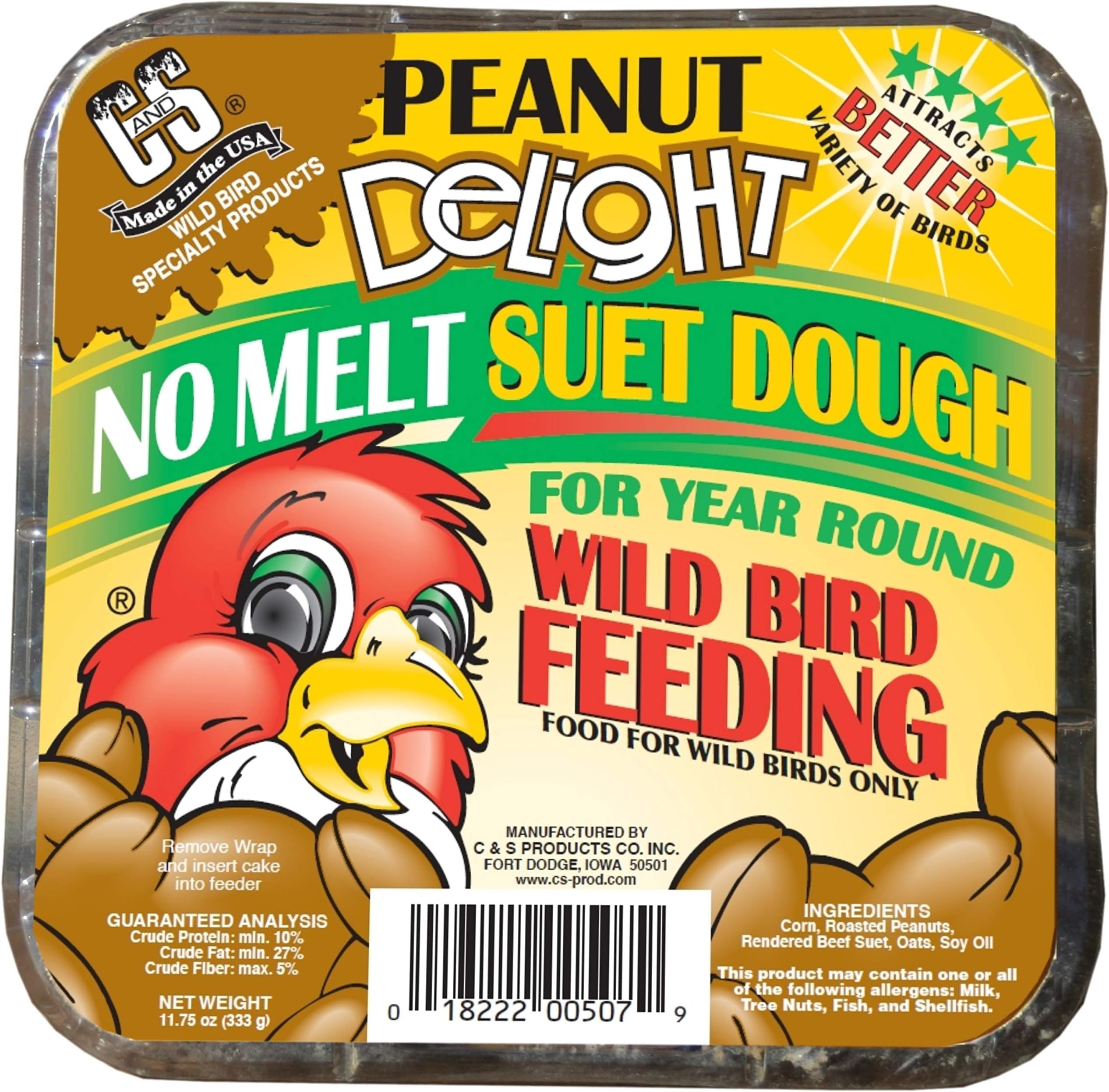 Amazon.com : C&S Peanut Delight No Melt Suet Dough, 12/pack 11.75 ...