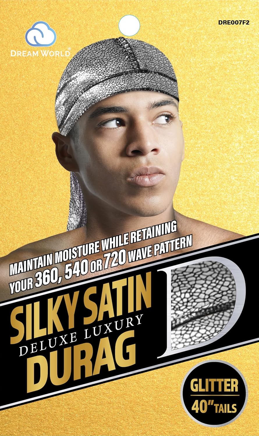 Amazon.com : Dream World Silky Satin Durag | 40" Tail | Glitter (Pack ...