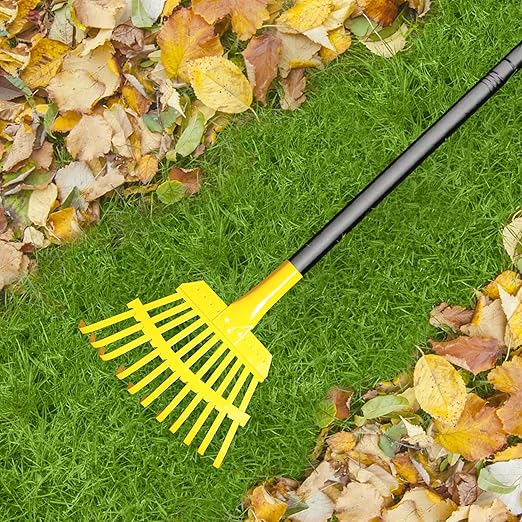 Amazon.com : Garden Leaf Rake, 8.7” Wide Metal Rake with 11 Teeth, 59 ...