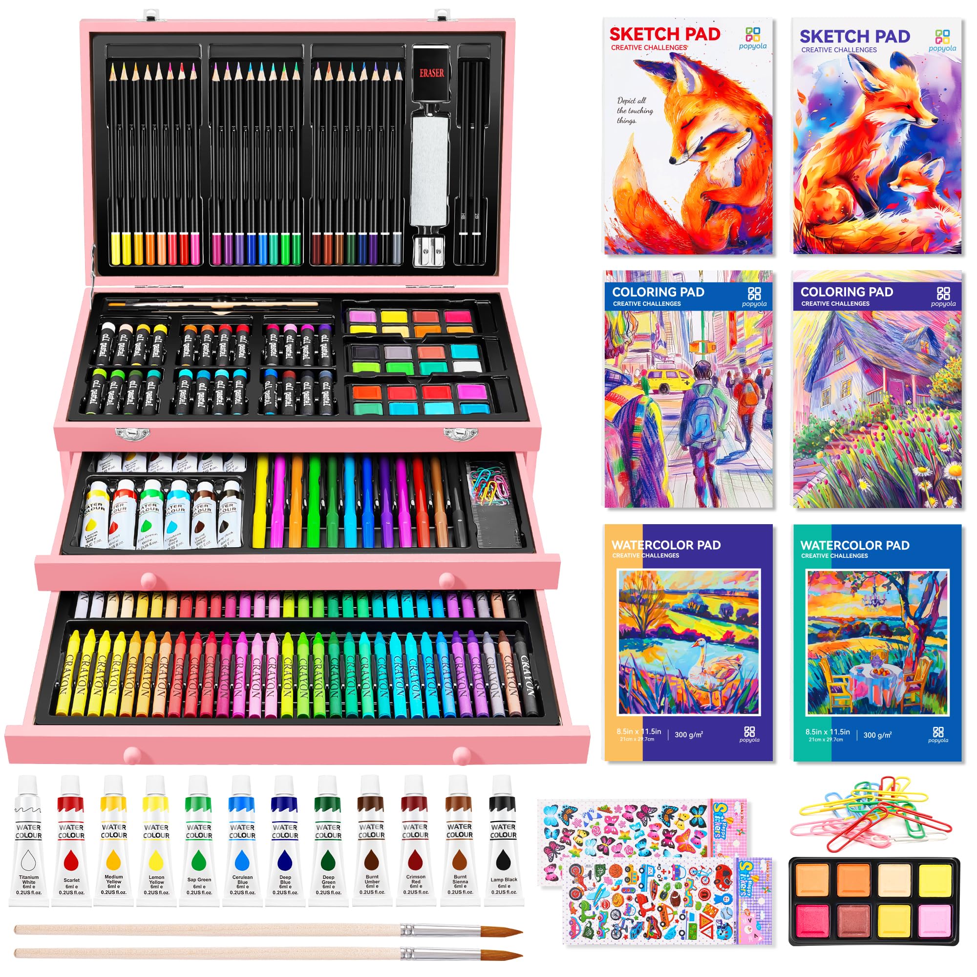 Amazon.com: POPYOLA Art Supplies, 269 Piece Deluxe Art Set with 6 ...