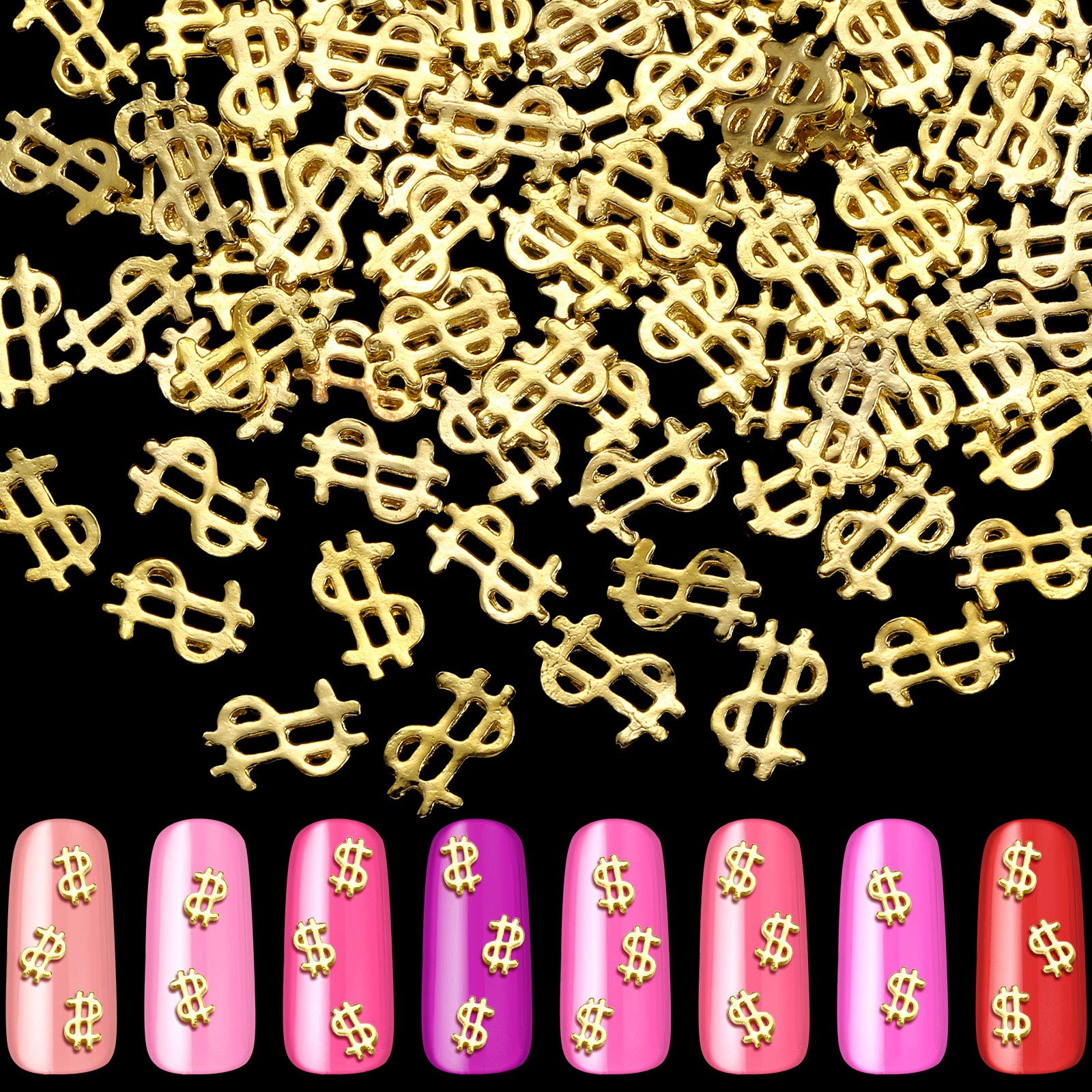 Amazon.com: 100 Pieces Luxury Dollar Sign Nail Art Accessories Luxury ...