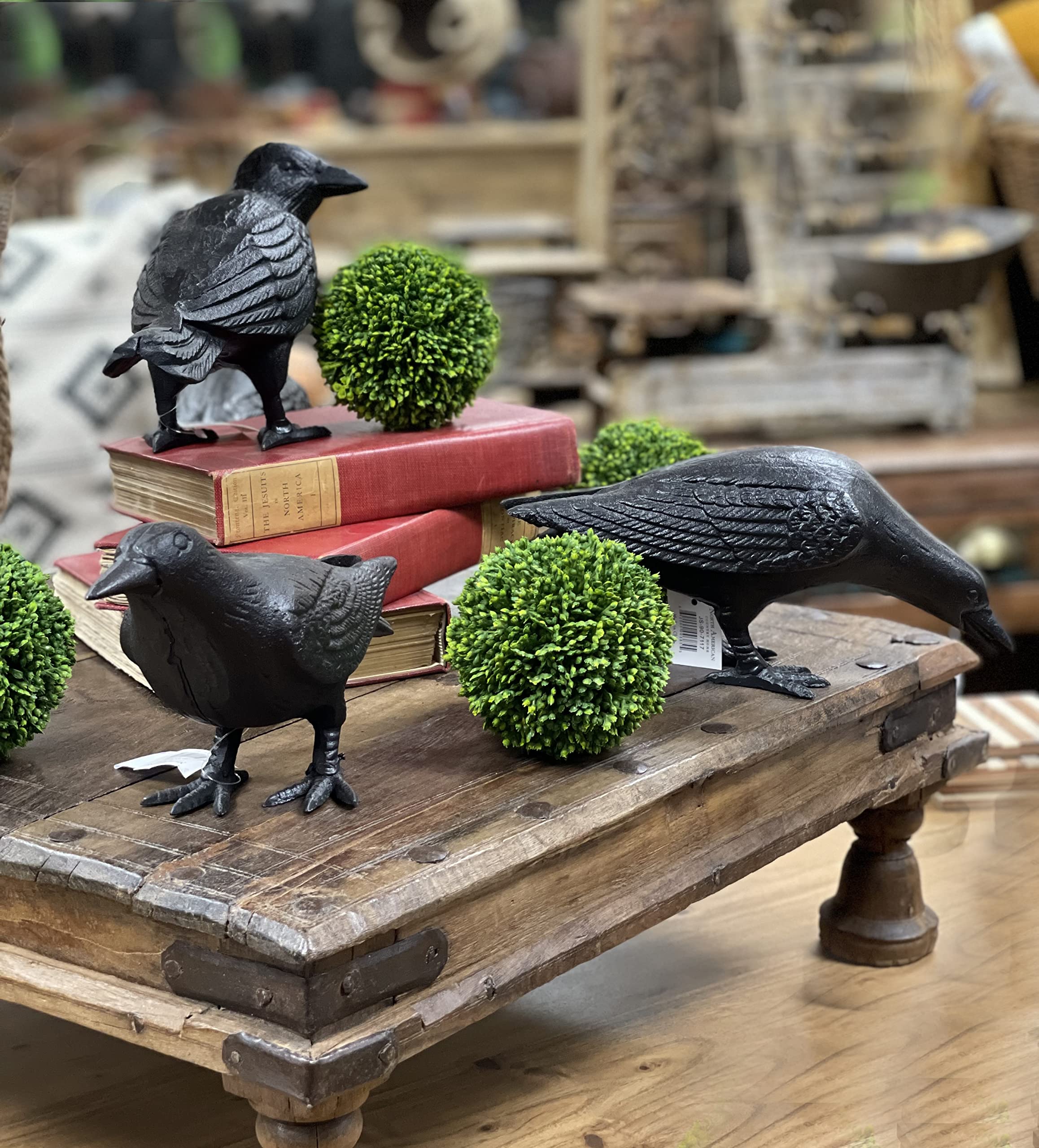 Snapklik.com : Cast Iron Crow Statue, Head Down Raven, Large Garden ...