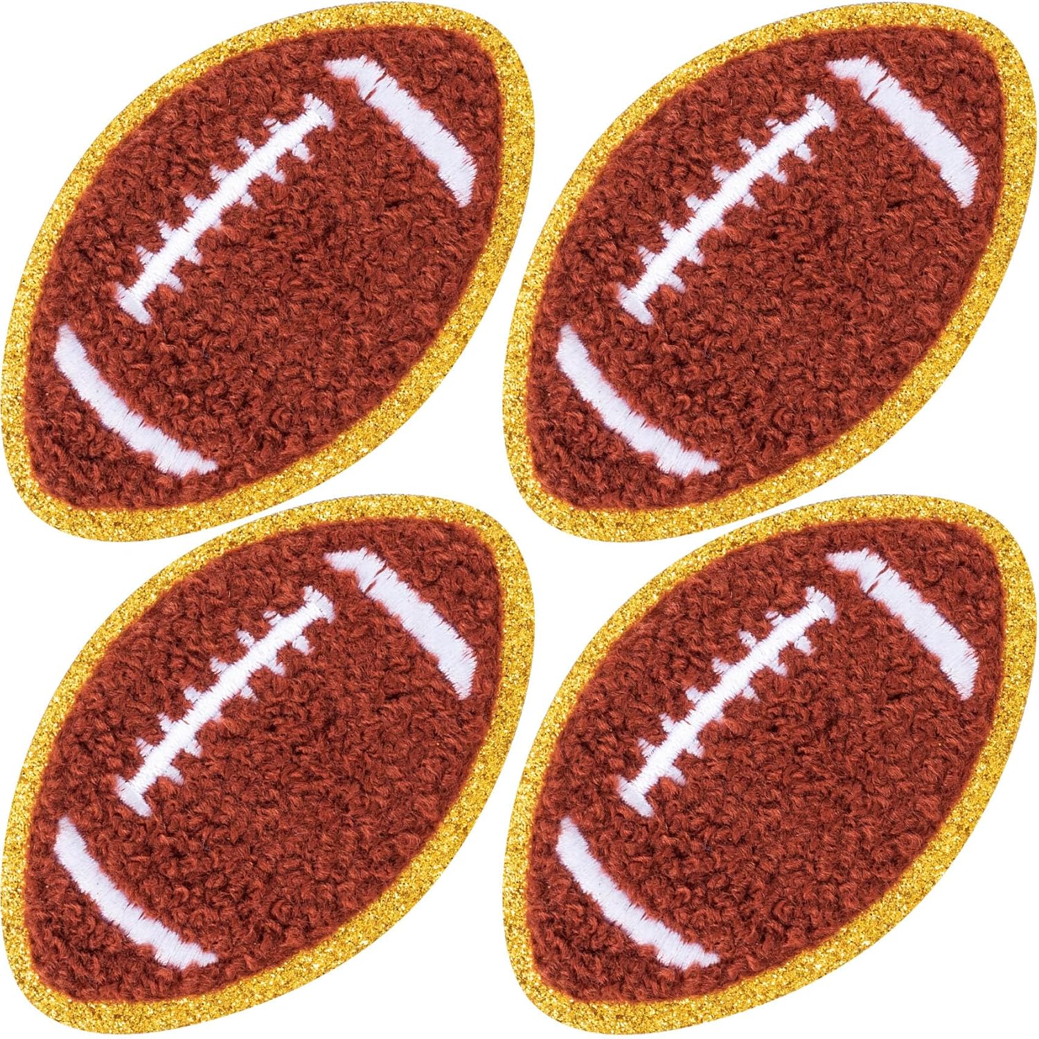 Amazon.com: PAGOW 4pcs Football Iron on Patches, Chenille Patches with Sequin Gold Edges, Iron ...