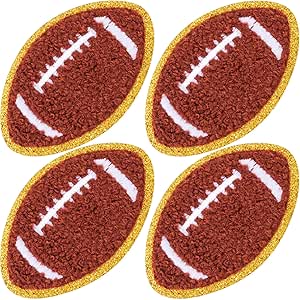 Amazon.com: PAGOW 4pcs Football Iron on Patches, Chenille Patches with Sequin Gold Edges, Iron ...