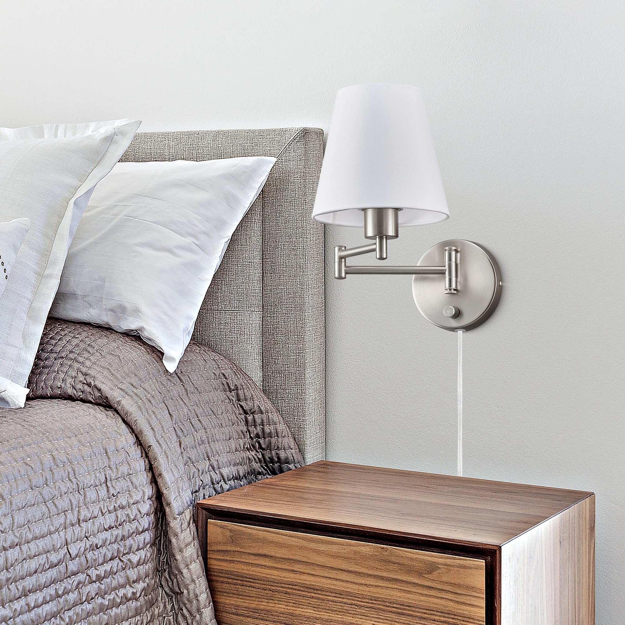 Snapklik.com : VONLUCE Wall Sconce Set Of 2, Plug In & Hardwired Swing ...