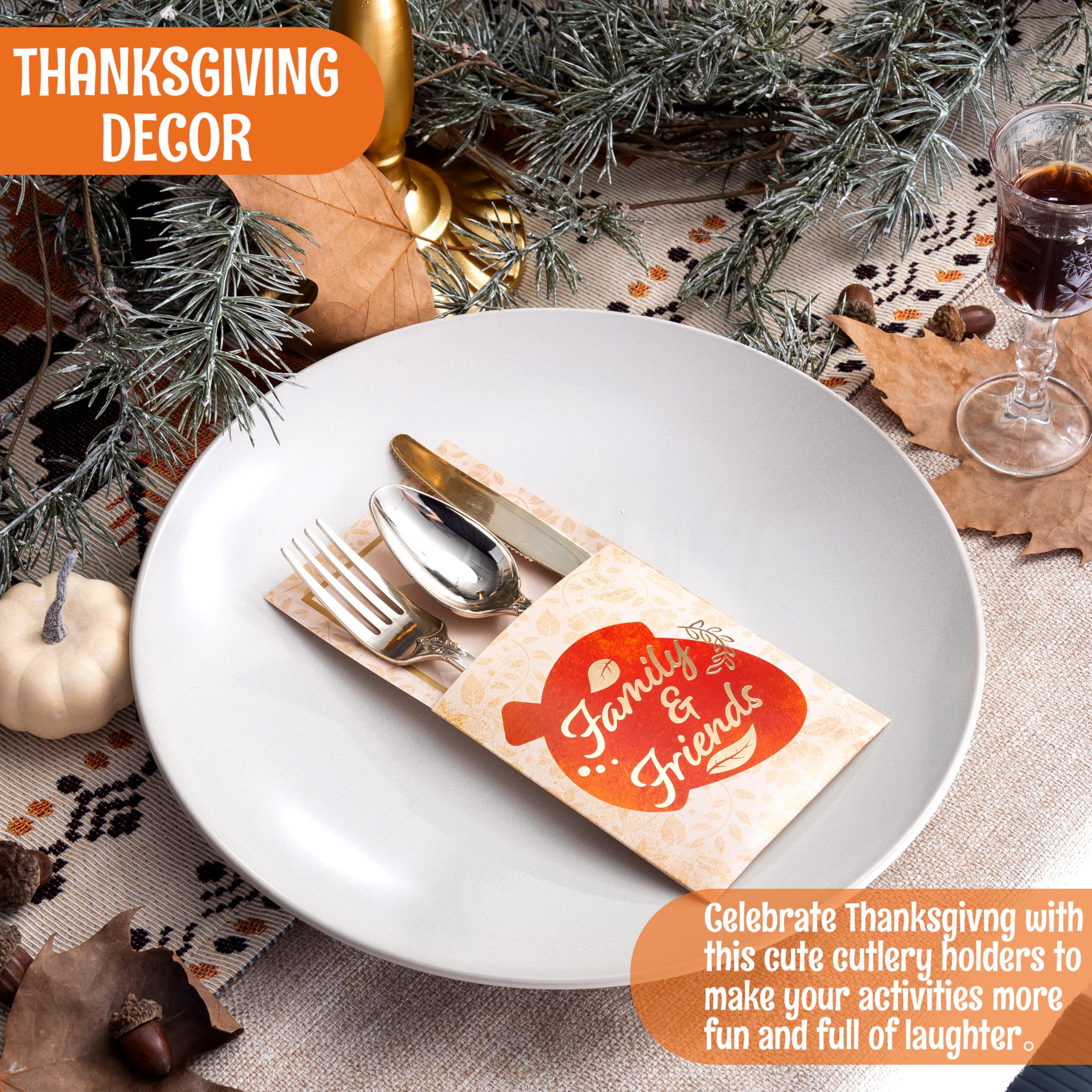Snapklik.com : JOYIN 36PCS Thanksgiving Turkey Cutlery Holders