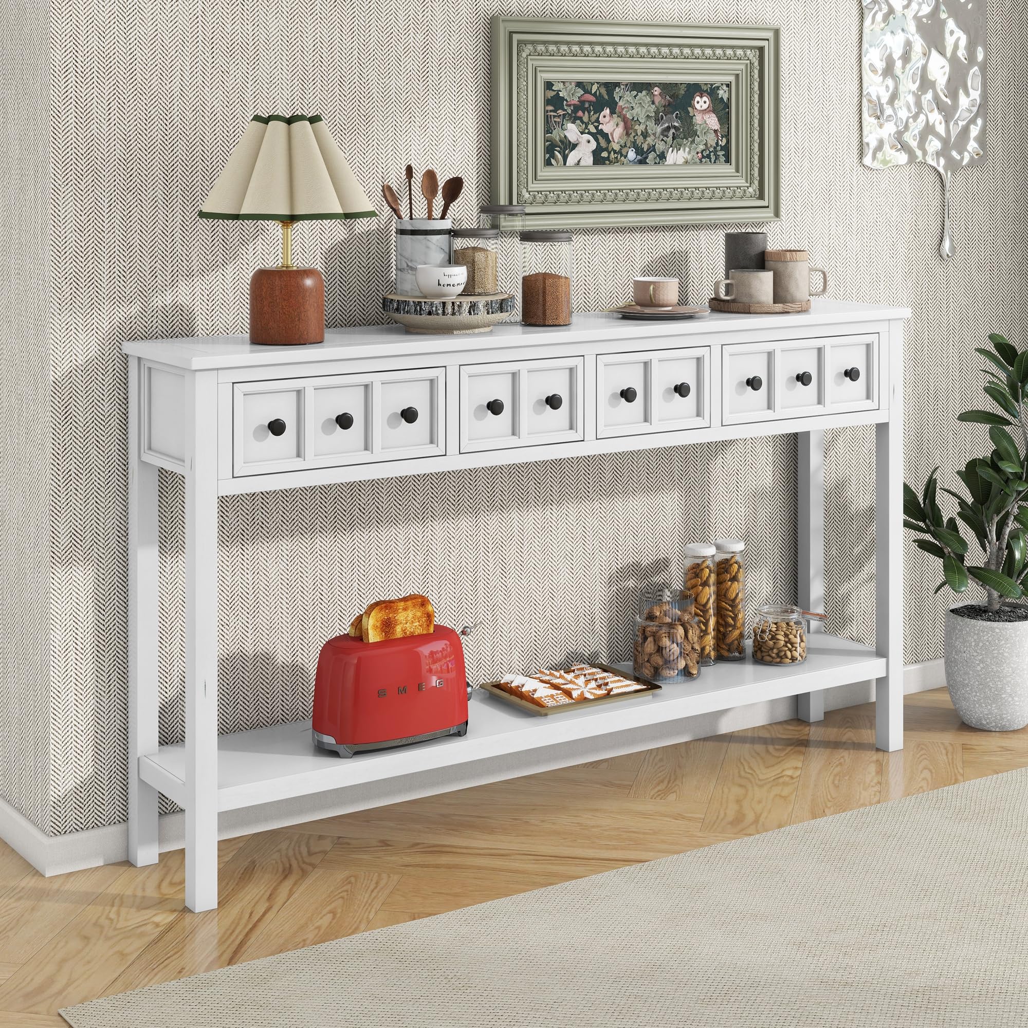 Amazon.com: Knocbel 60in Entry Console Table with 4 Drawers and Bottom ...
