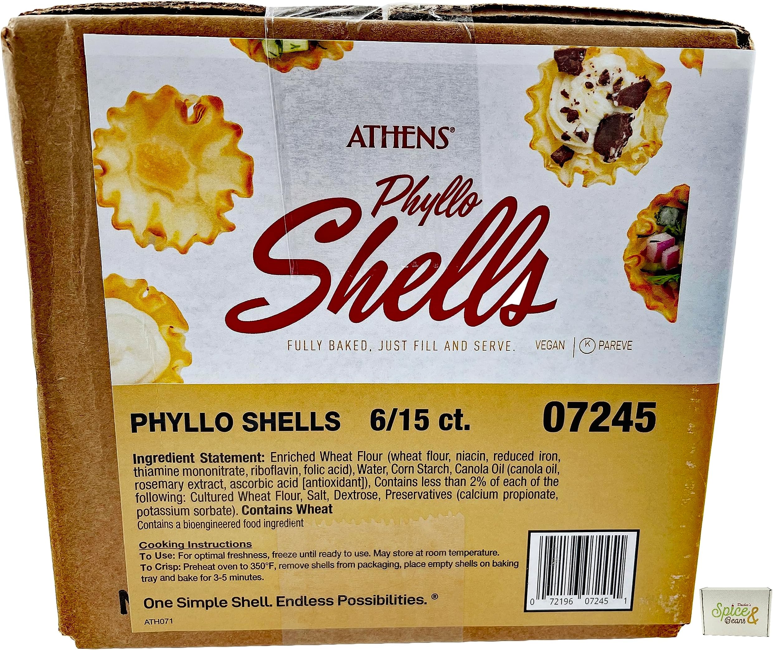 Amazon.com: Athen's Mini Phyllo Shells - 6/15ct Trays - Fillo Dough ...