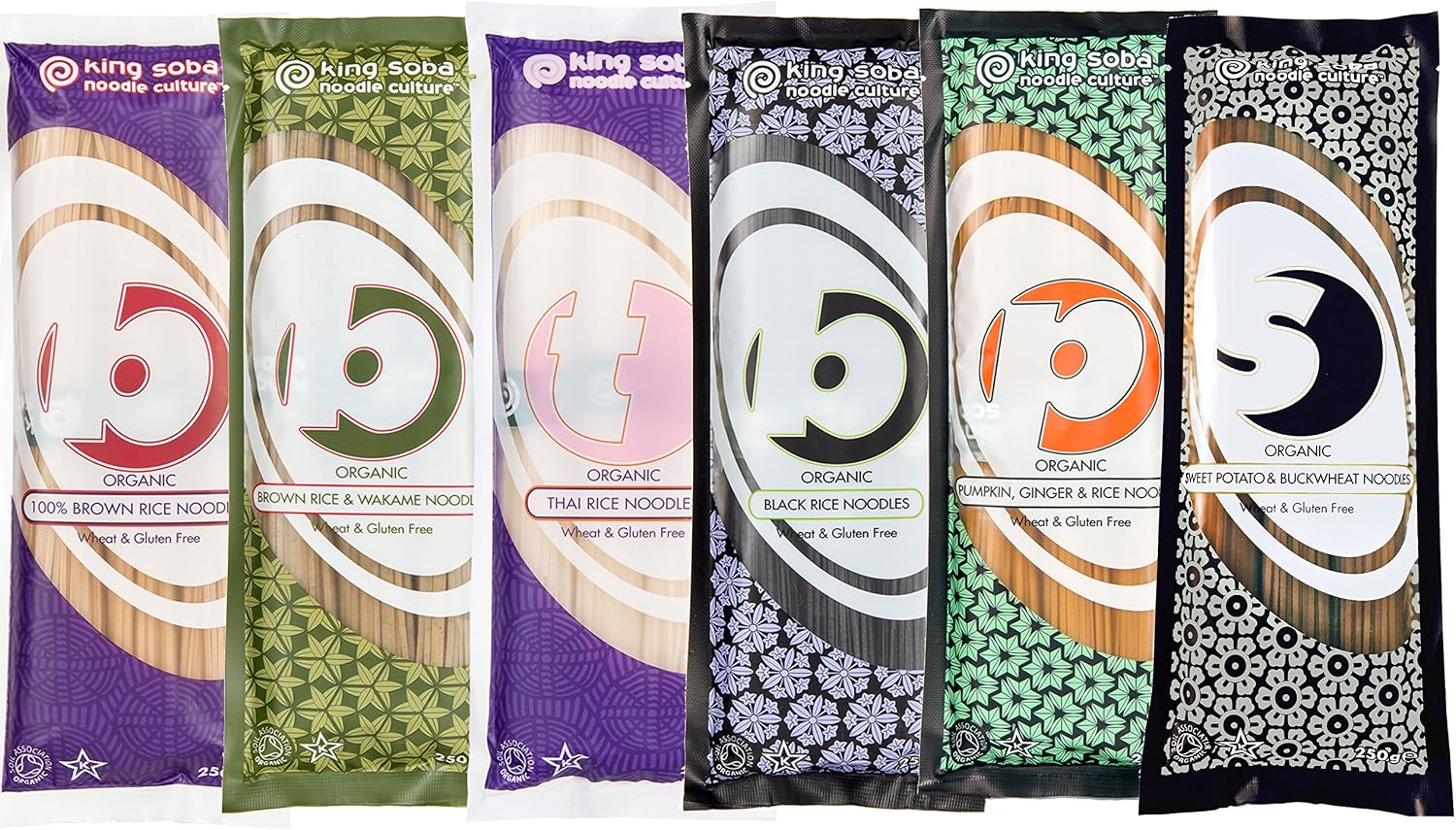 King Soba 6-Pack Gluten Free & Organic Mixed Variety Noodles 250g - 3 ...