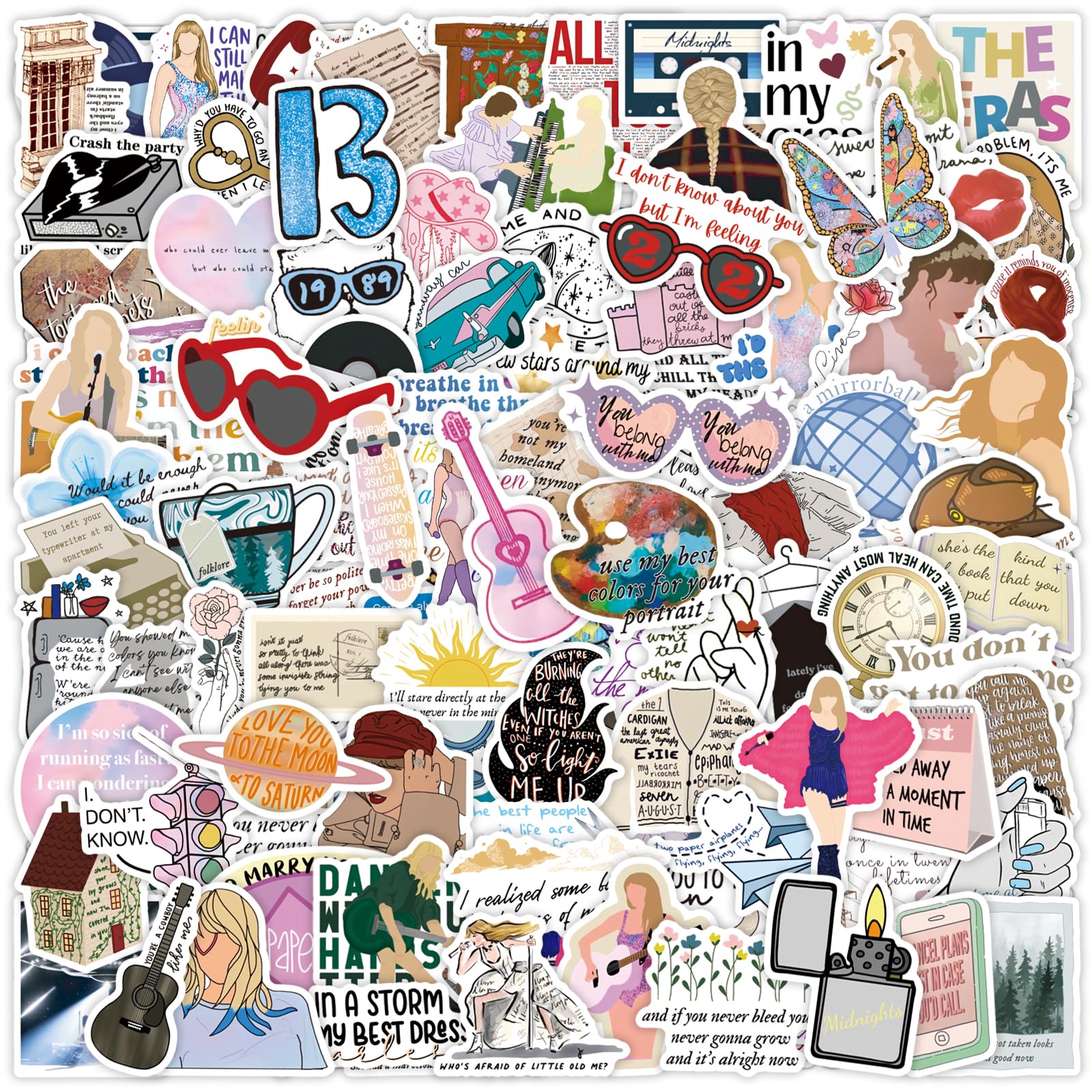 Amazon.com: 100Pcs Music Lyrics Stickers for Adult Kids, Song Lyrics ...