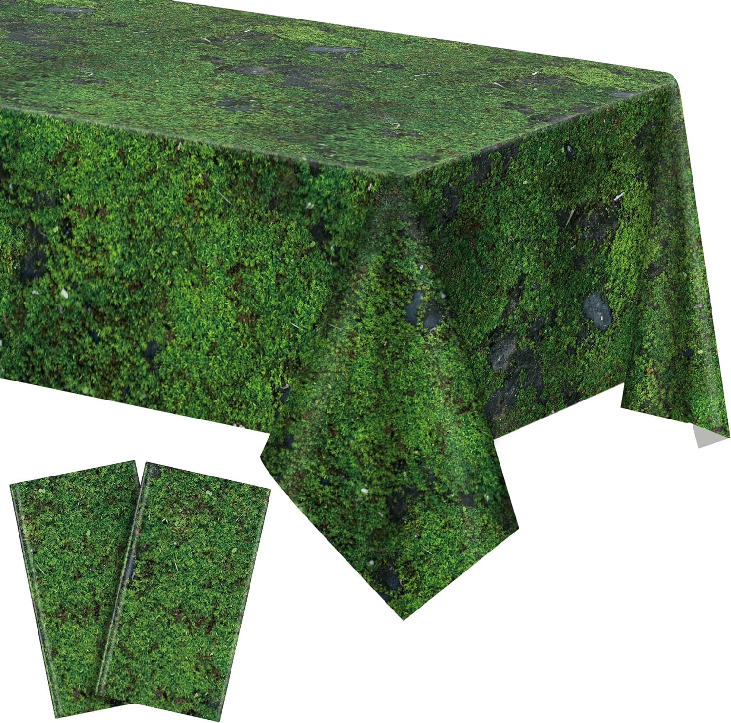 Amazon.com: Kochorie 2 Pieces Green Moss Pattern Plastic Tablecloth 108 ...