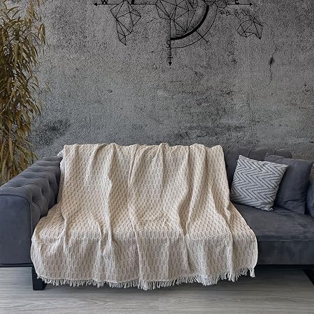 BOURINA Textured Solid Soft Sofa Throw Couch Cover Knitted Decorative ...
