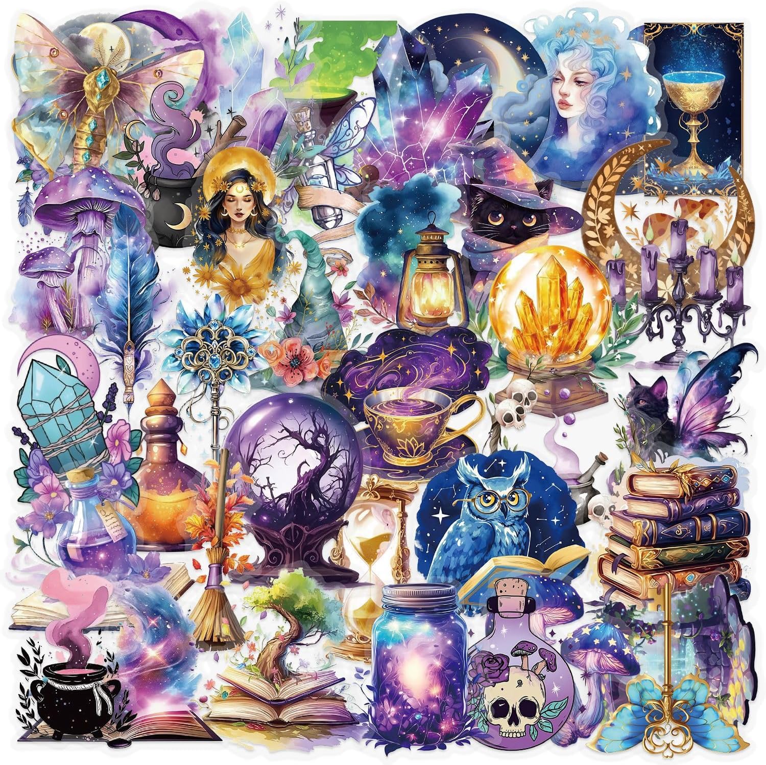 Amazon.com: 50-Piece Mystical Witchy Fantasy Aesthetic Sticker ...