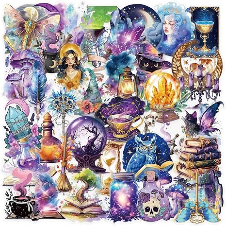 Amazon.com: 50-Piece Mystical Witchy Fantasy Aesthetic Sticker ...
