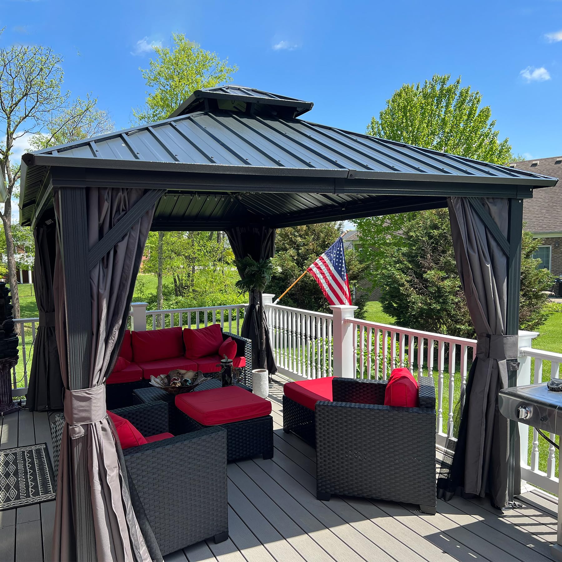 Amazon.com : Domi Hardtop Gazebos 10x12FT, Aluminum Metal Gazebo with ...