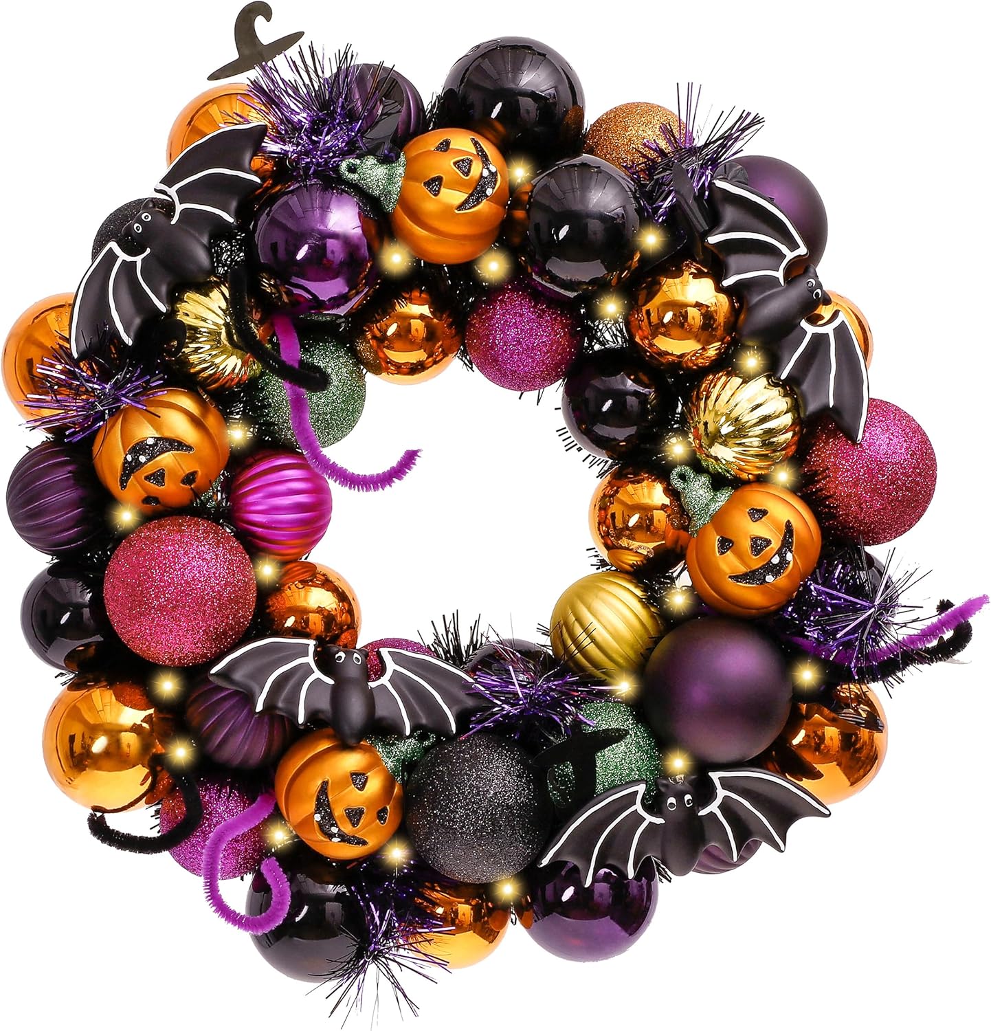 Amazon.com: Valery Madelyn Halloween Ball Wreath for Front Door with ...
