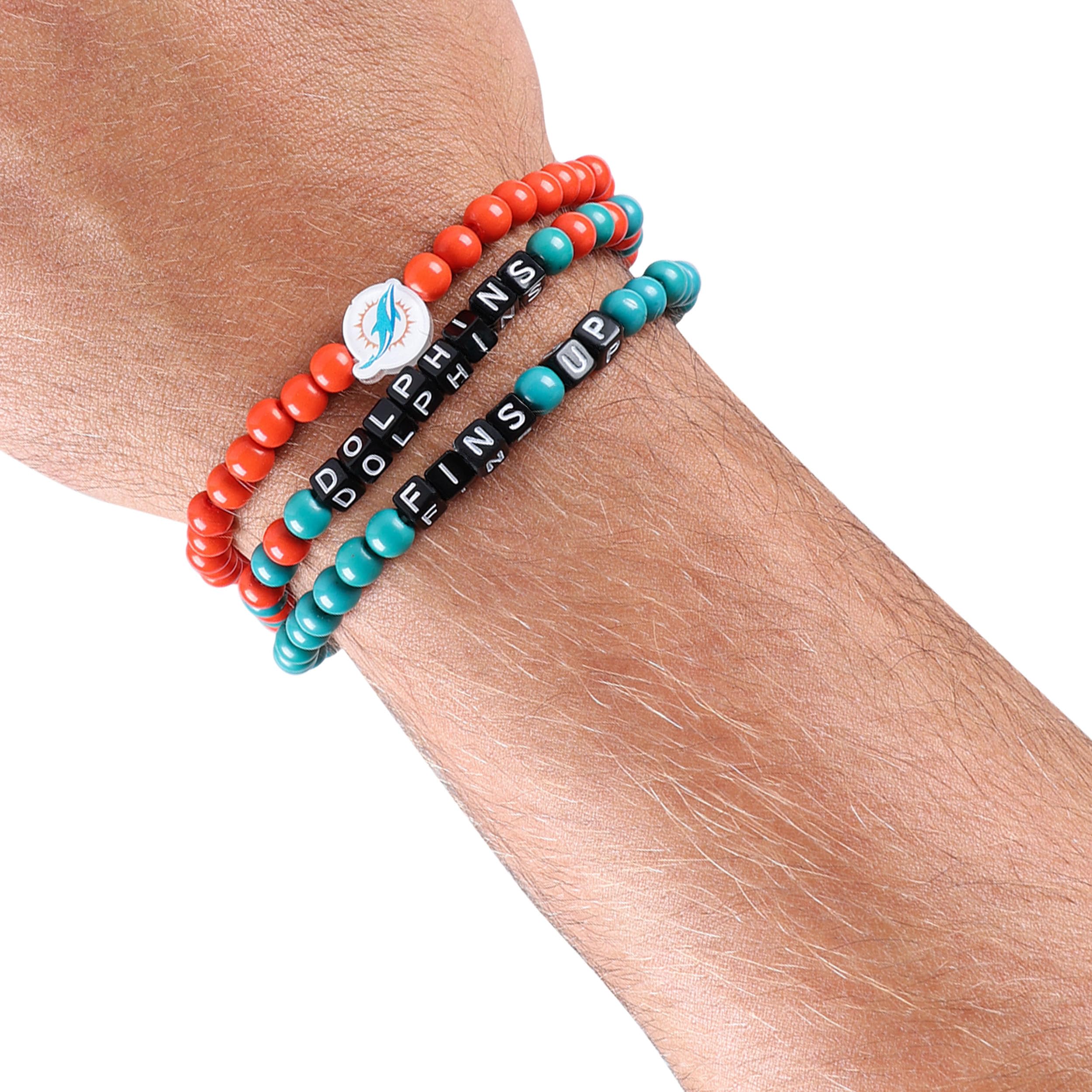 Snapklik.com : Miami Dolphins NFL 3 Pack Beaded Friendship Bracelet