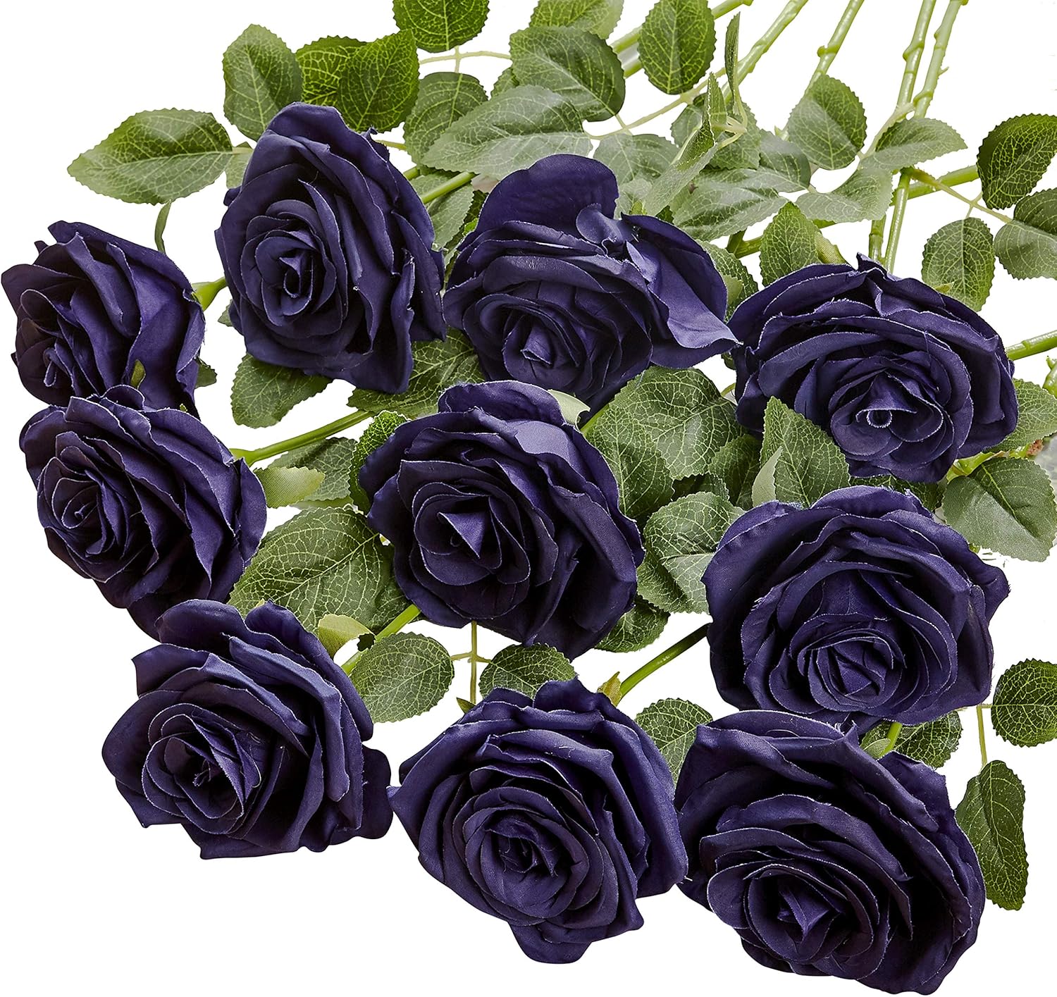 Amazon.com: KISLOHUM Navy Blue Artificial Flowers Faux Roses 10pcs Fake ...