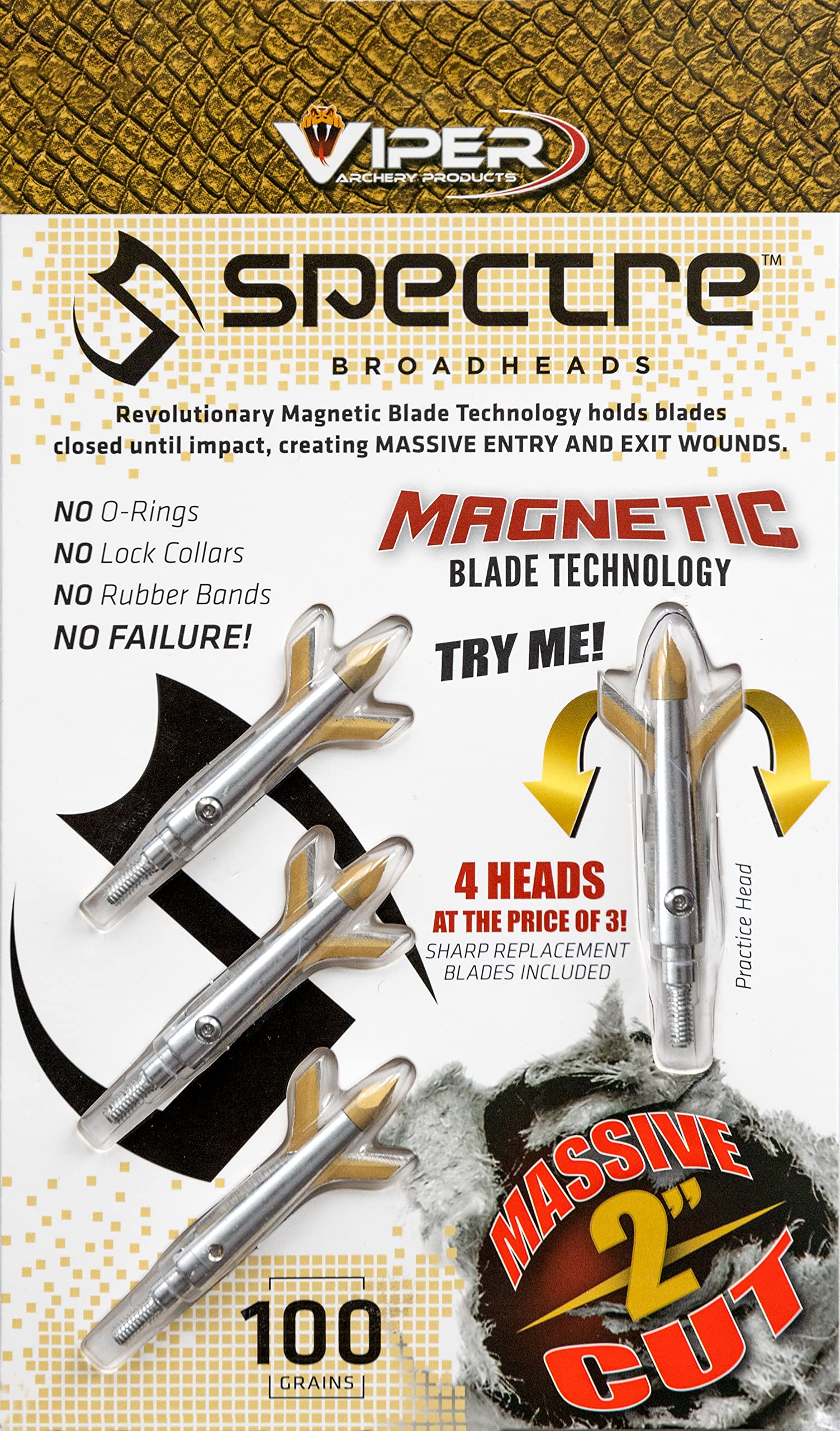 Snapklik.com : VIPER Archery Spectre Broadhead Hunting Arrow Heads
