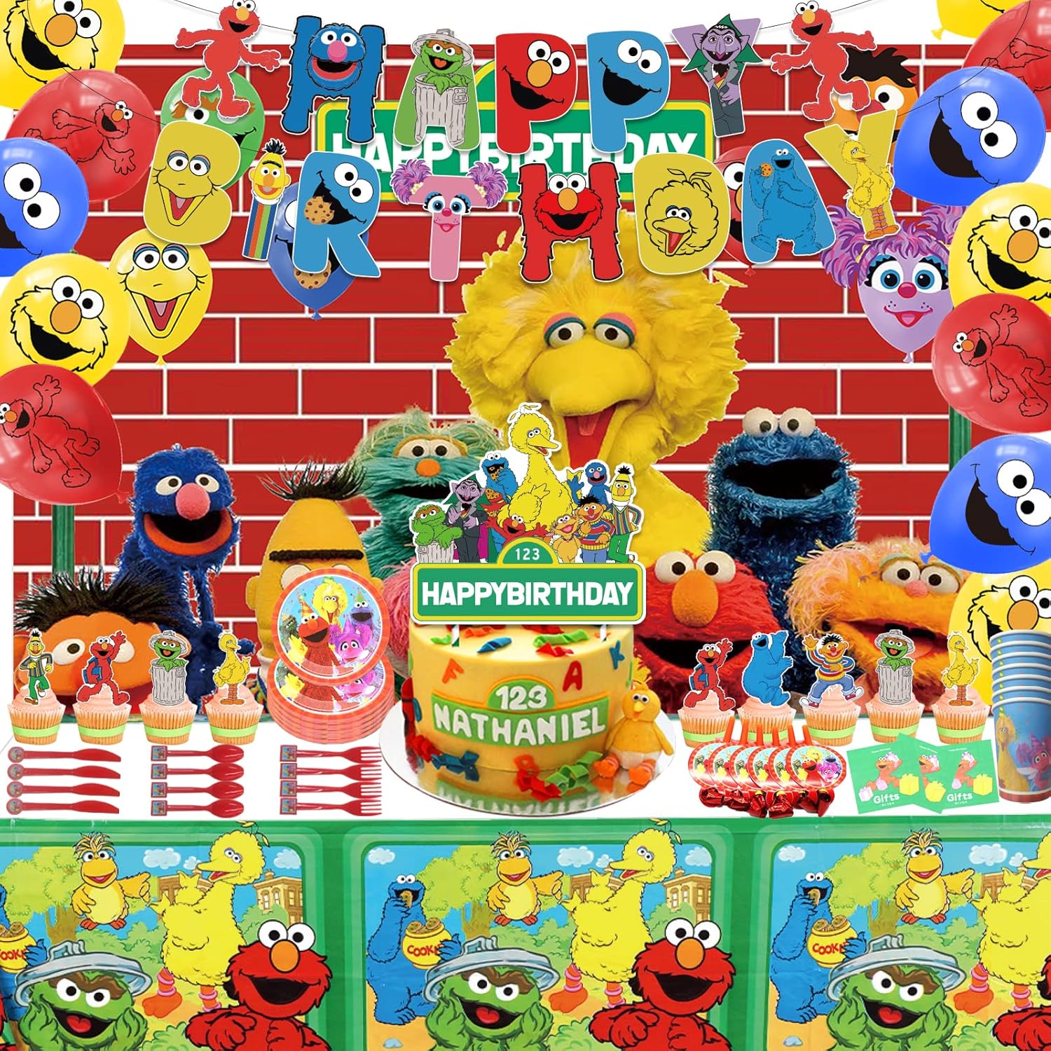 Amazon.com: 167 Pcs Elmo Birthday Party Supplies, S&es&ame Street Party ...