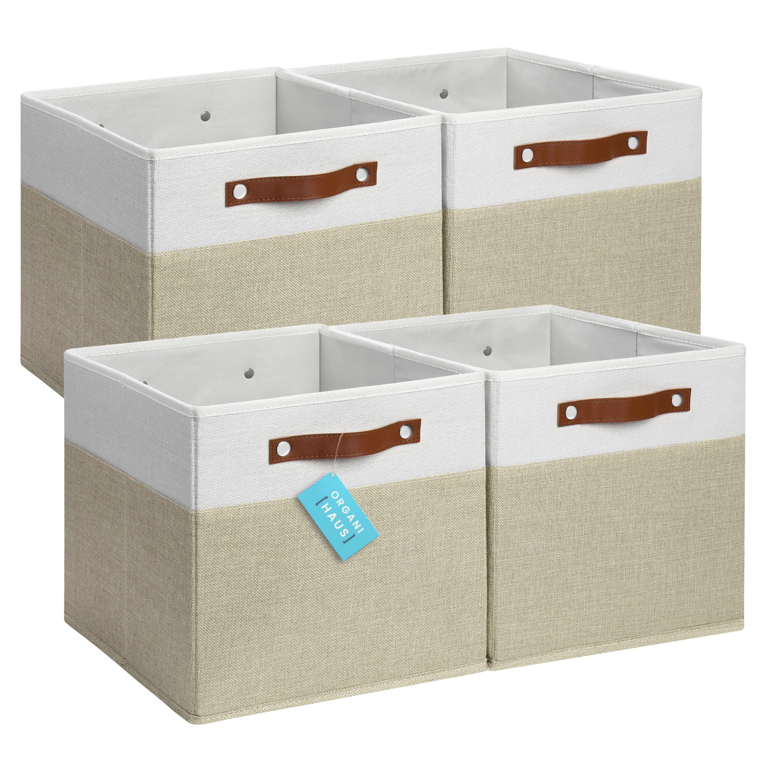 Amazon.com: OrganiHaus 12x12 Storage Cube Bins set of 4, Fabric Storage ...