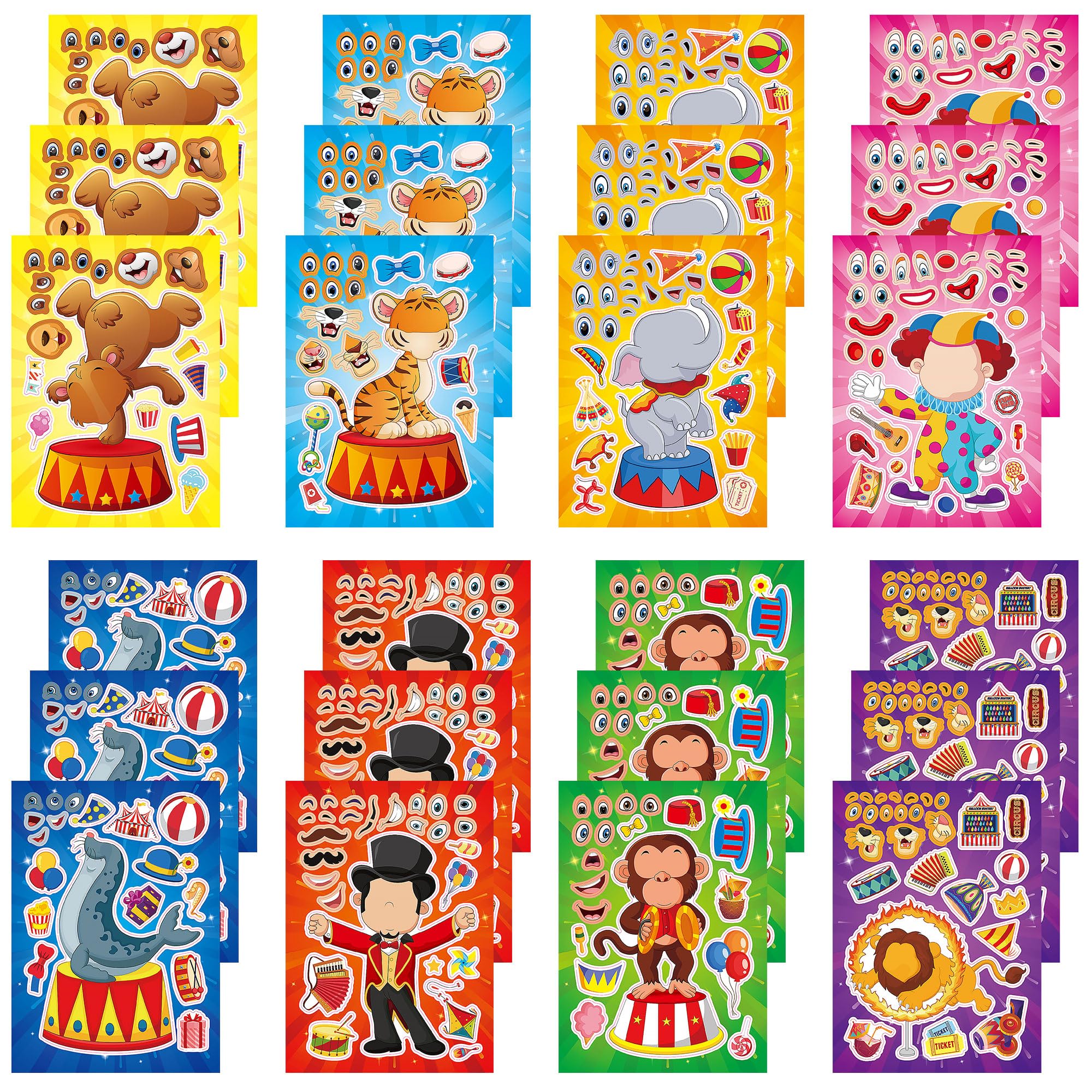 Amazon.com: Dorgua Make Your Own Circus Stickers, Make-a-Face Circus ...