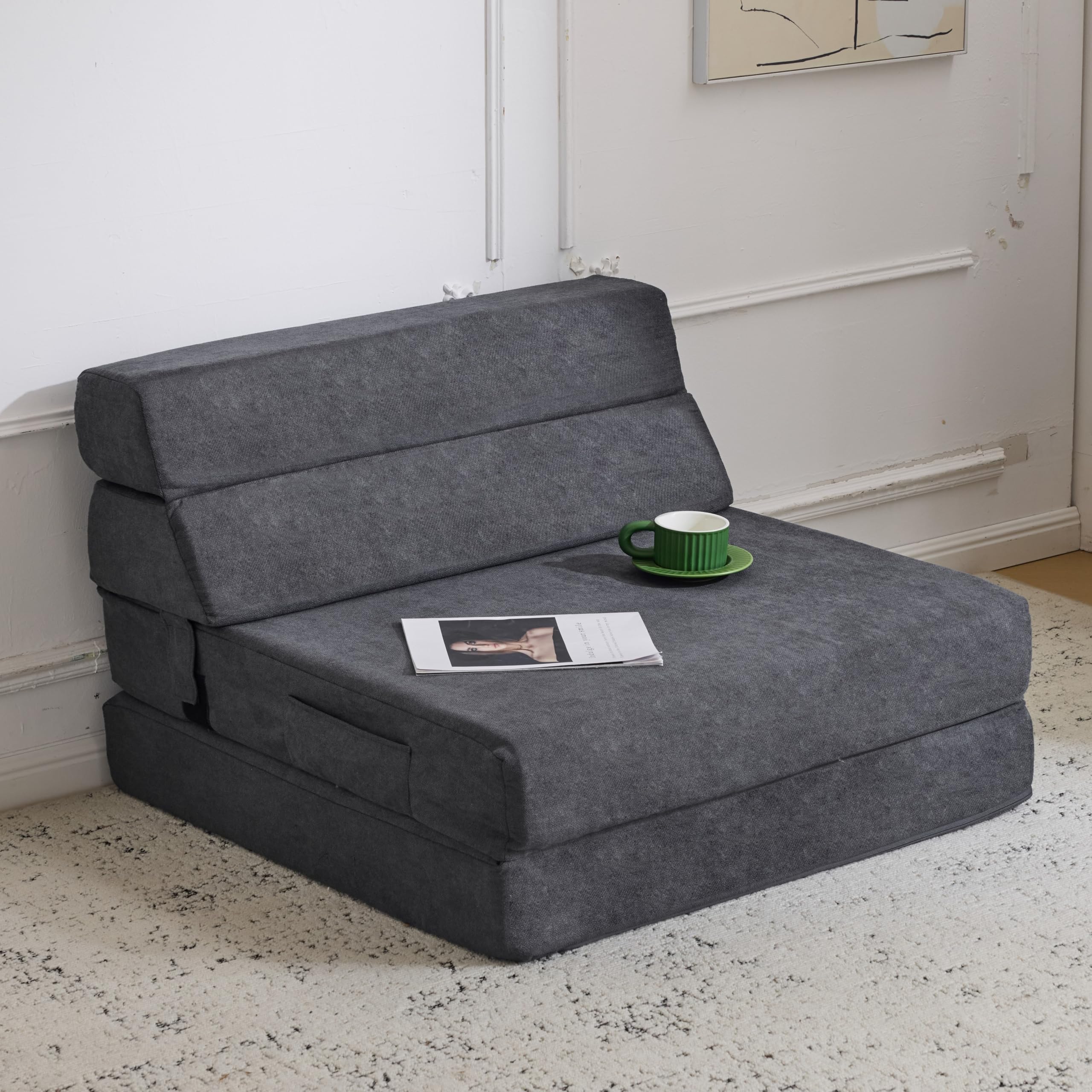 Amazon.com: VEVOR Folding Sofa Bed, 3-in-1 Foldable Couch Bed with 2 ...