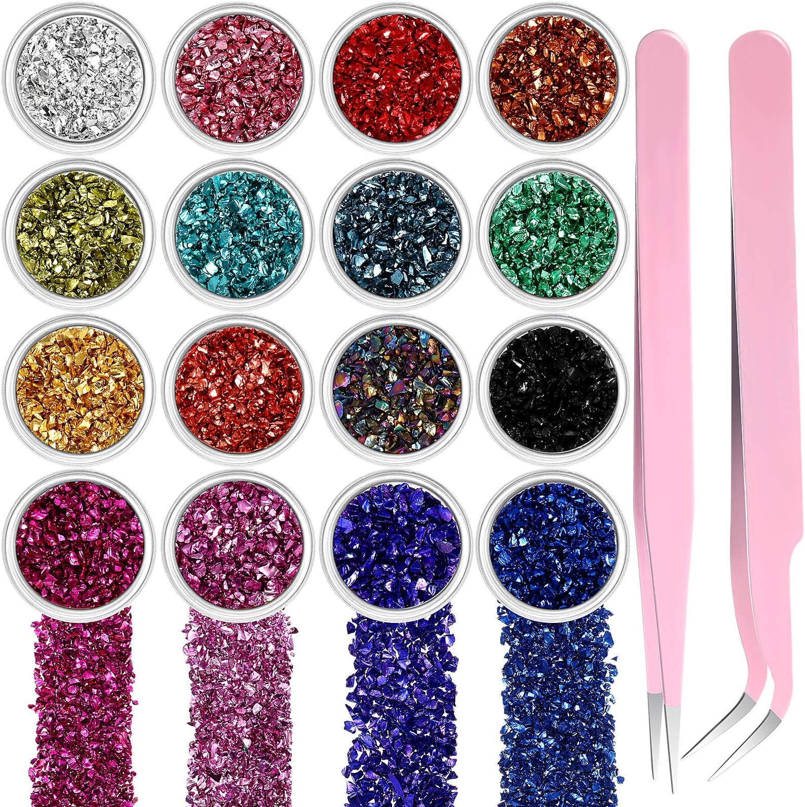 Amazon.com: Crushed Glass Craft Glitter Fine for Resin Art, Small ...