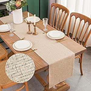Amazon.com: mylacerhome Farmhouse Rustic Table Runner Beige Boho Table ...