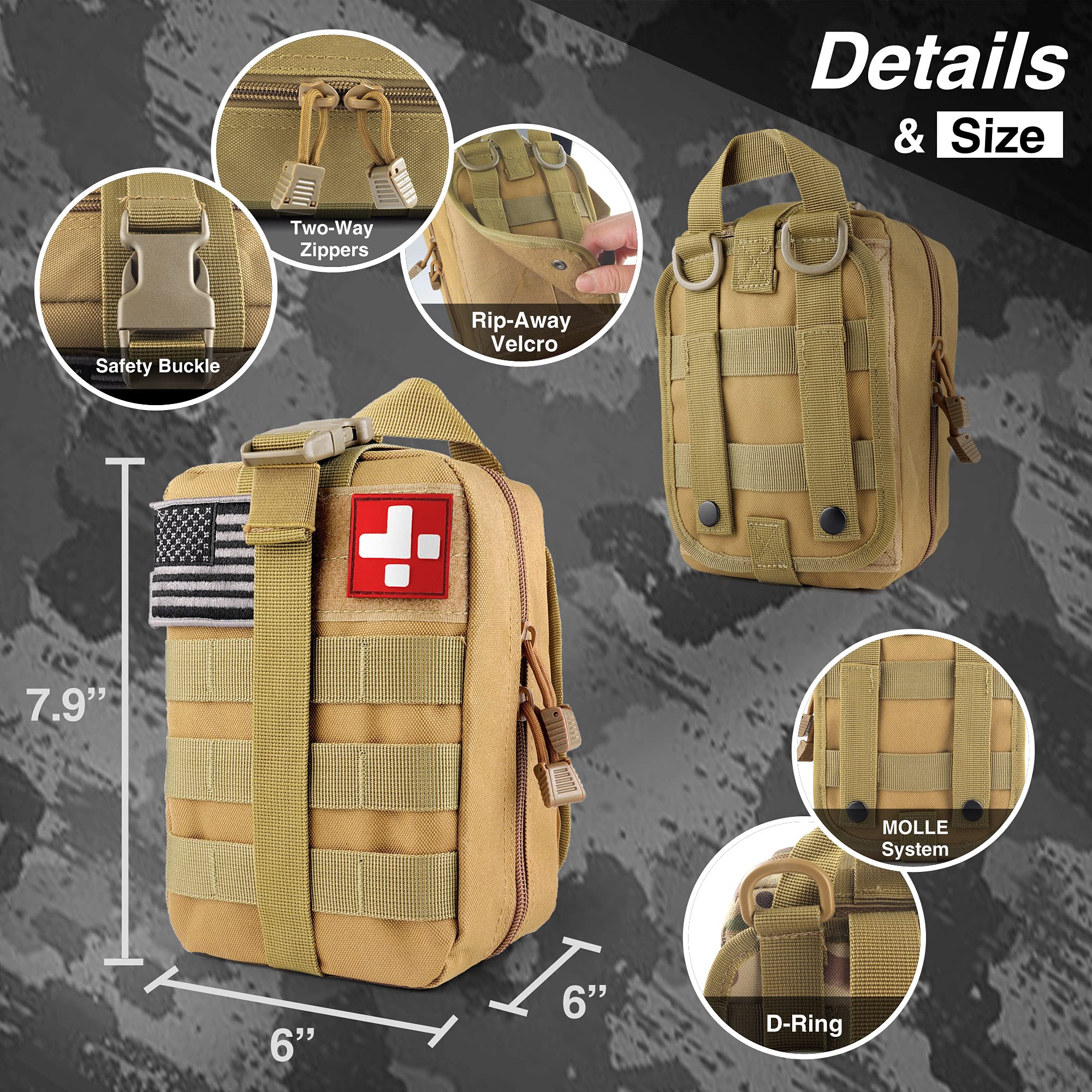 THRIAID Emergency Survival First Aid Kit with Tourniquet, 6" Israeli ...