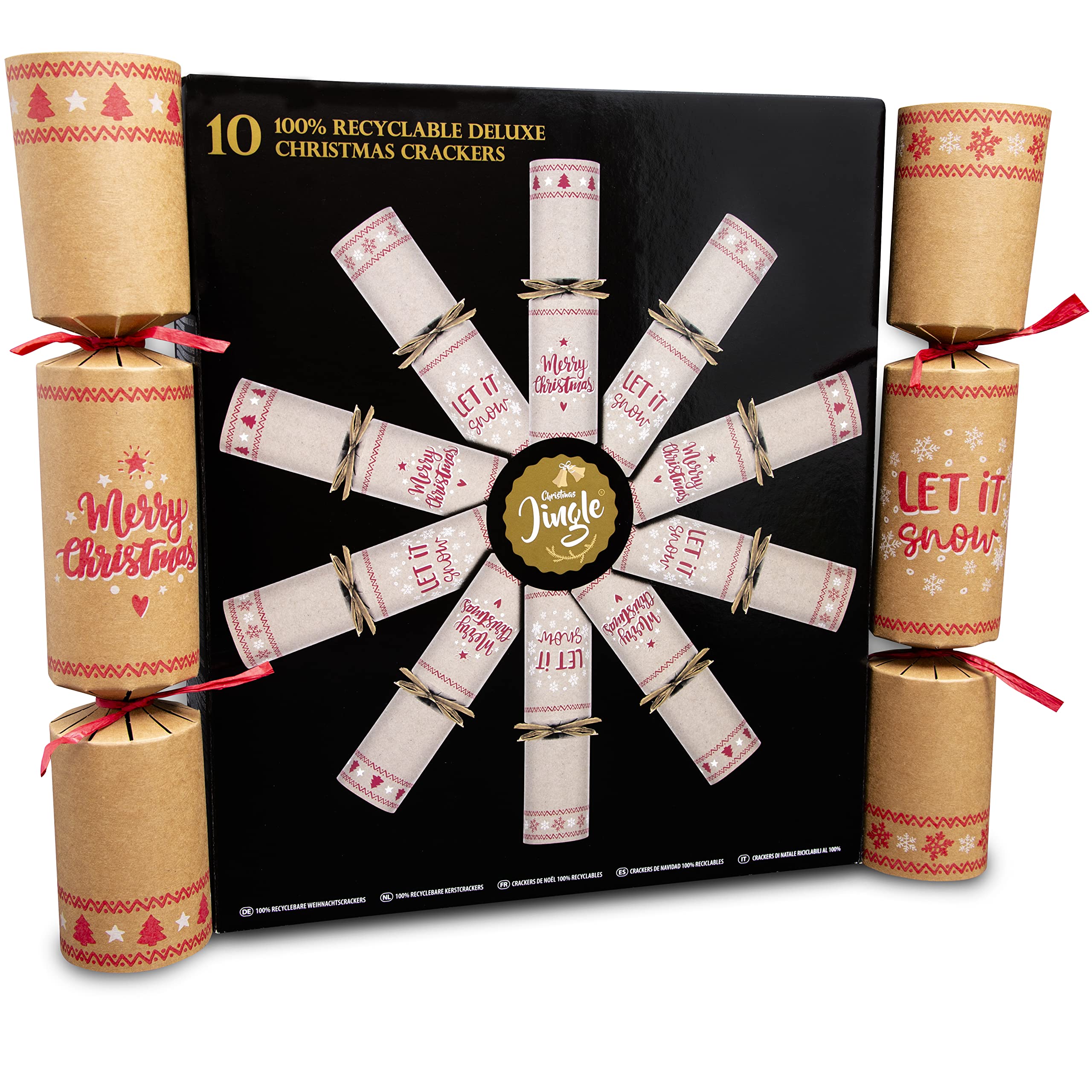 10 Deluxe Family Christmas Crackers – 10 Craft themed 14" Crackers with ...