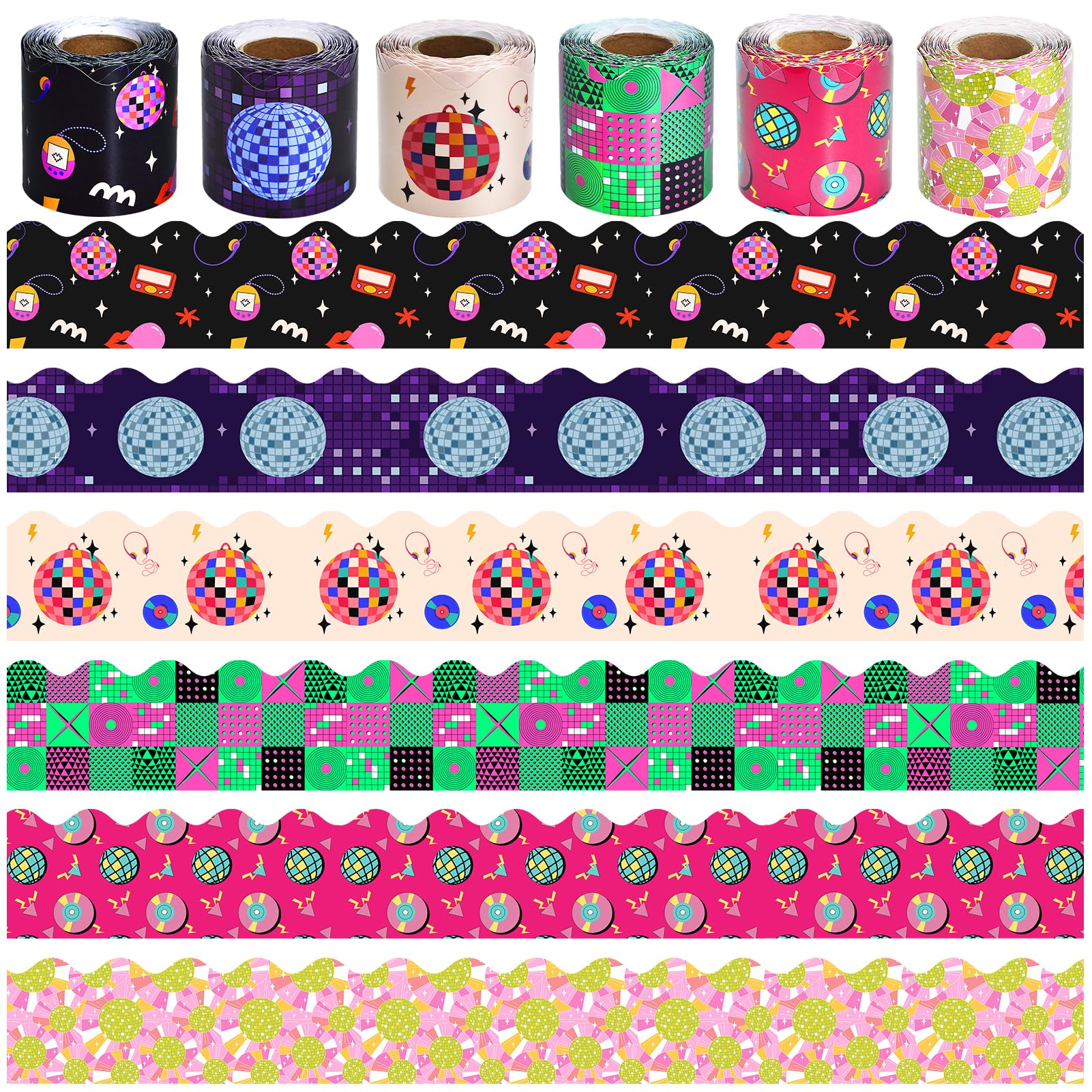 Snapklik.com : 6 Rolls 196.8 Ft Disco Ball Bulletin Board Border Set ...
