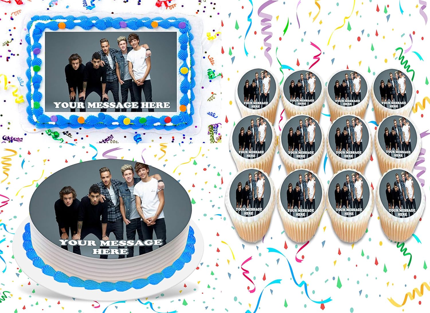 Amazon.com: One Direction Cake Topper Edible Image Personalized ...