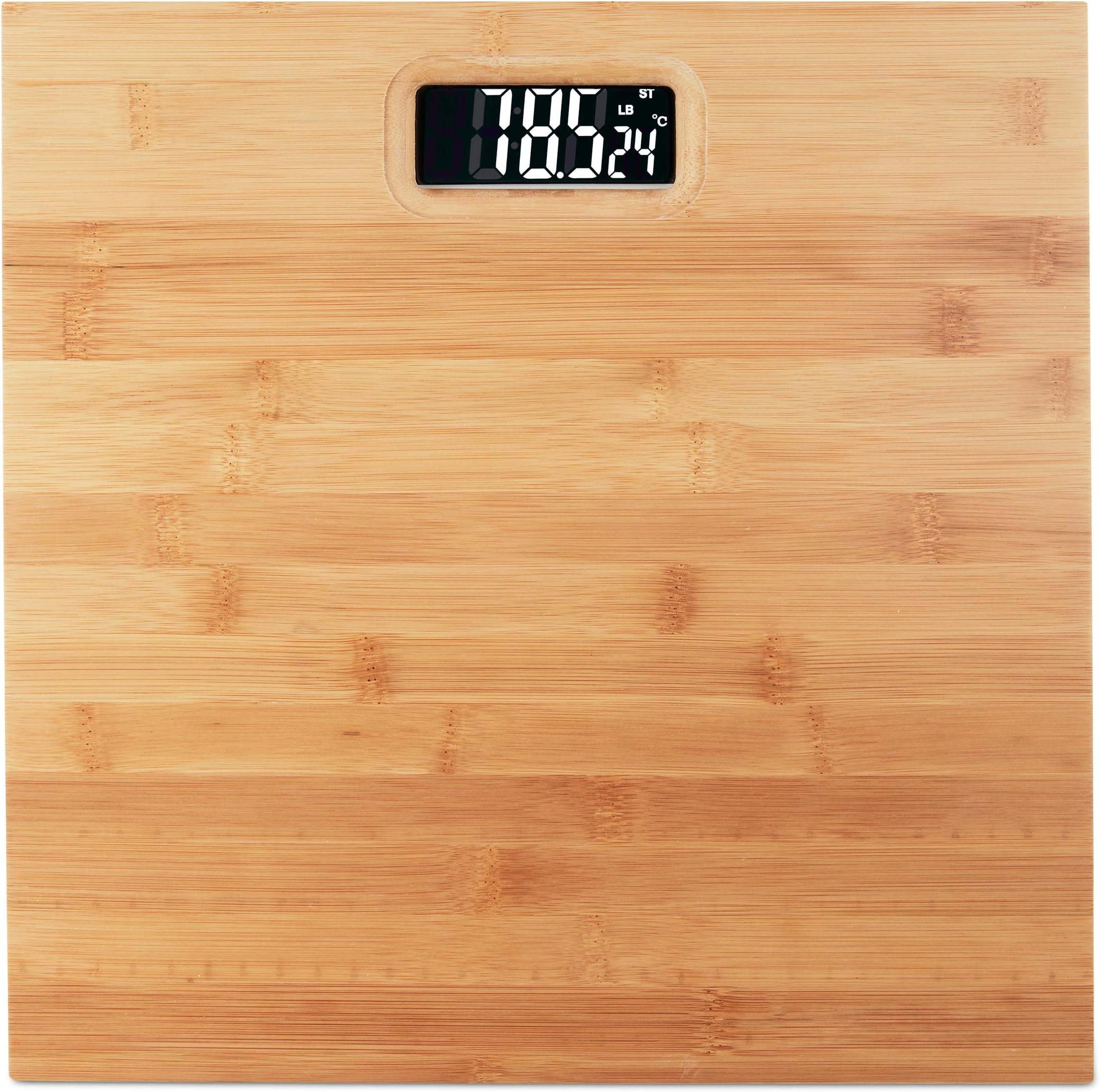 Relaxdays Digital Bathroom Scale, Capacity 180 kg, Bamboo, Battery ...