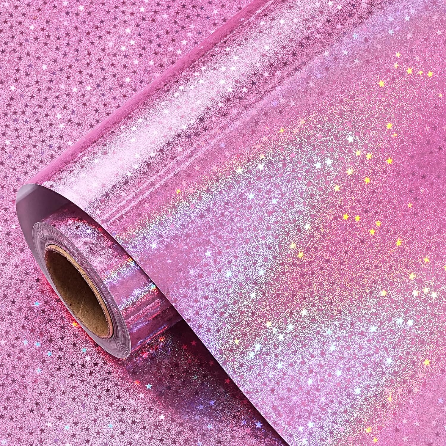 Amazon.com: RUSPEPA Pink Holographic Wrapping Paper Roll for Girls ...