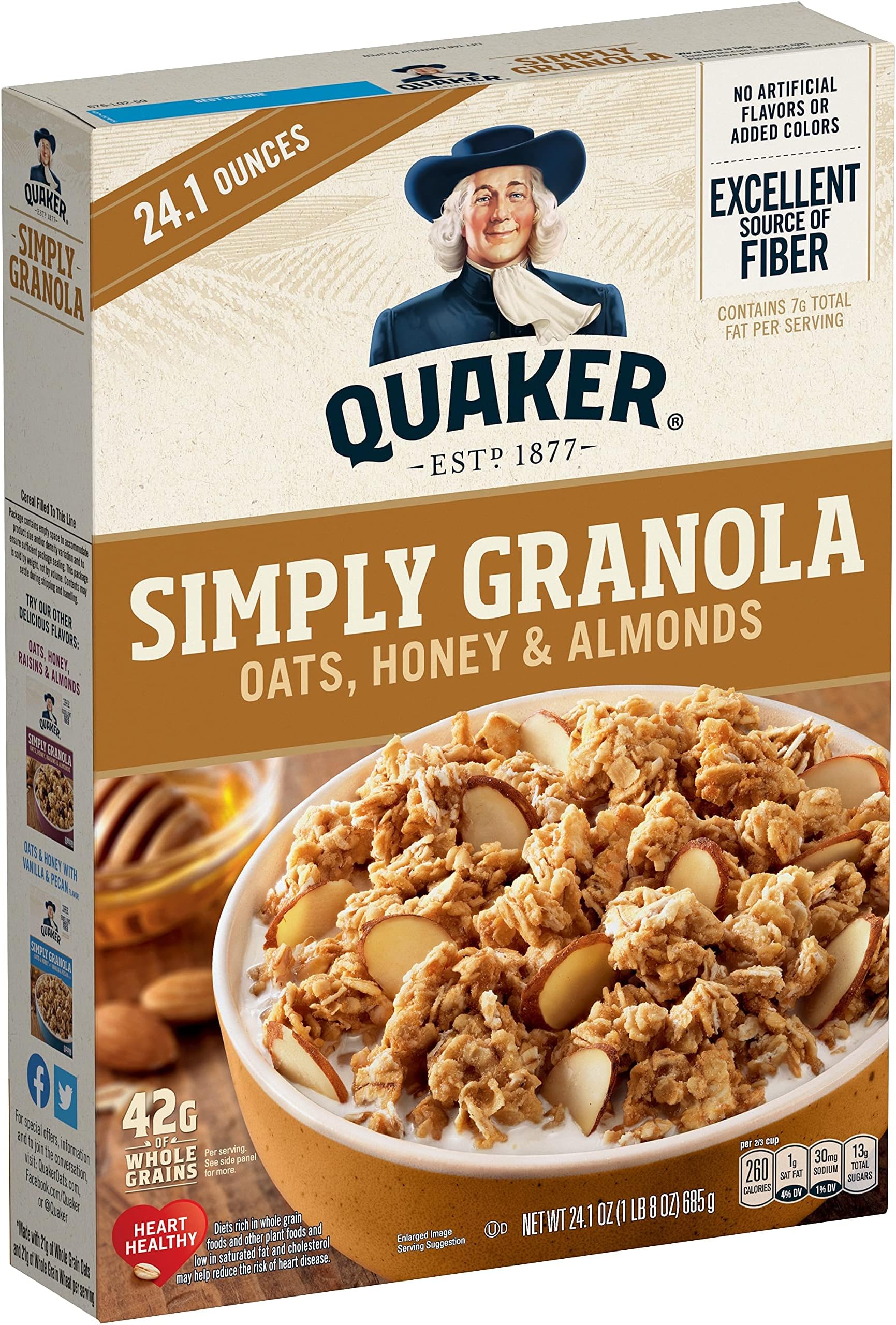 Amazon.com: Quaker Simply Granola, Oats, Honey, & Almonds, 24.1oz Box