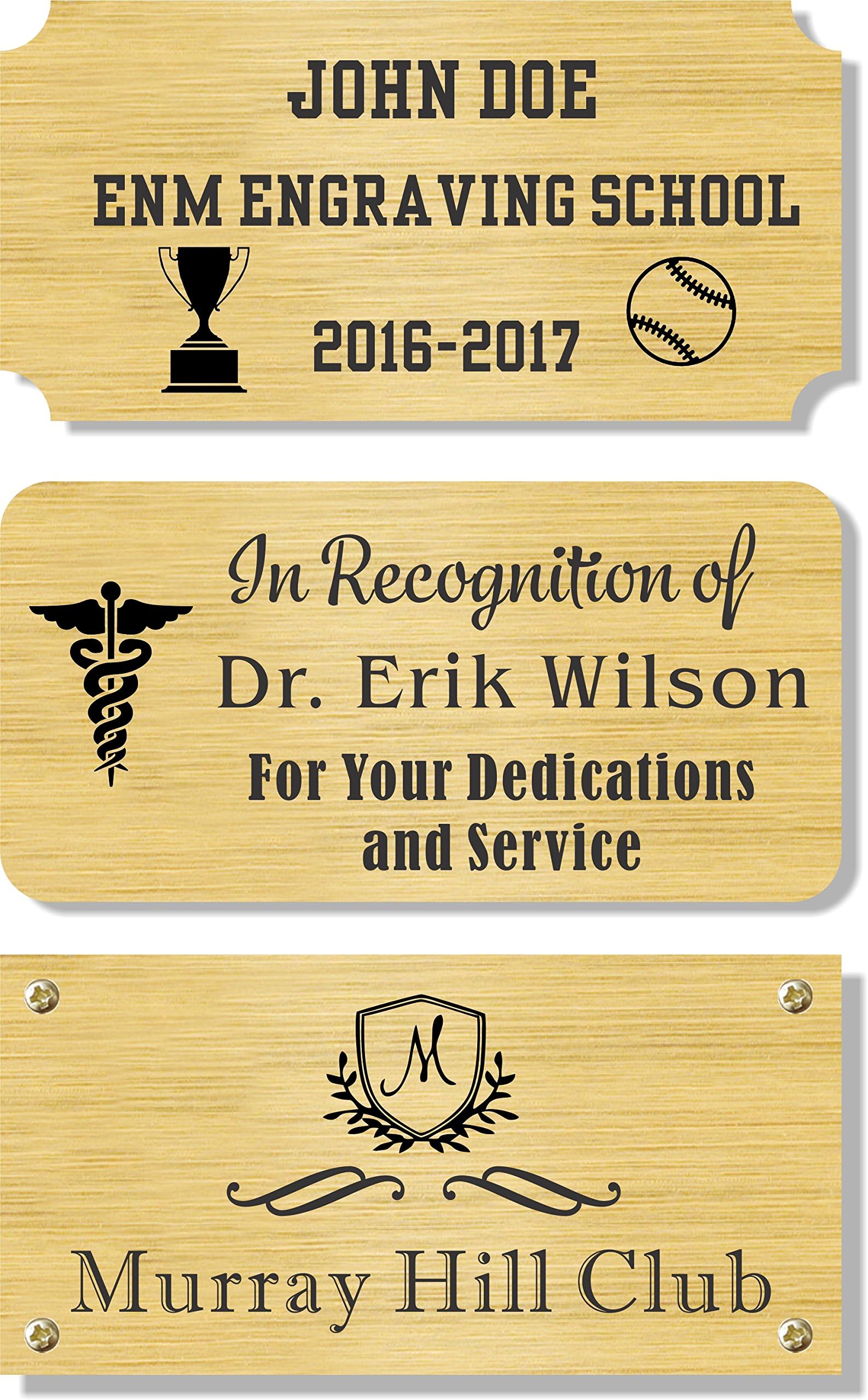 Amazon.com: 3" H x 6" W, Solid Brass Satin Name Plates, Personalized ...