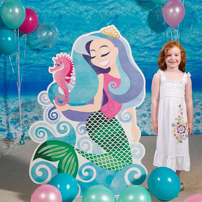 Buy 4 ft. Waves and Wishes Mermaid Standee Standup Photo Booth Prop ...