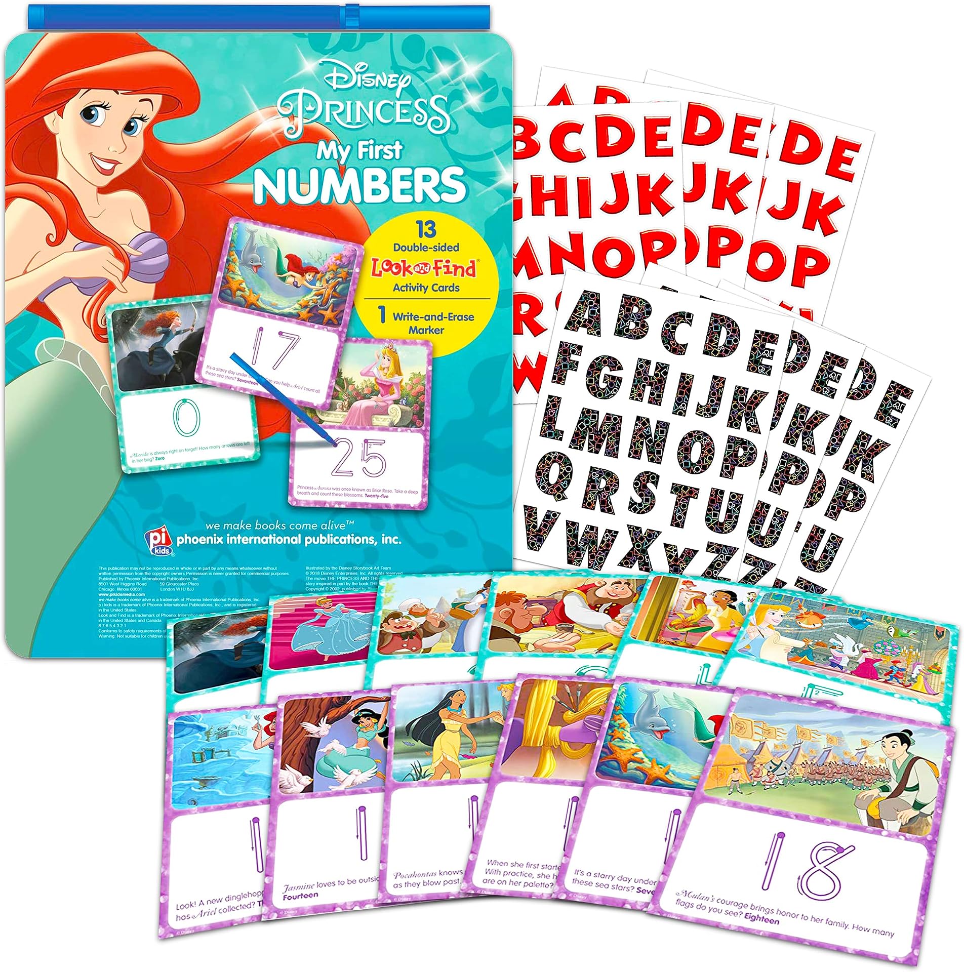 Disney Princess Flash Cards Numbers Learning Bundle 14 Pc Disney ...