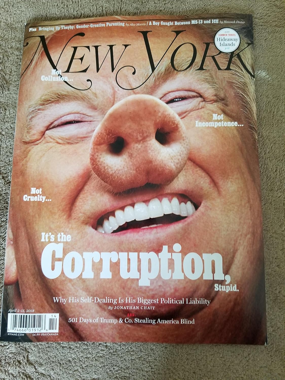 New York Magazine *April 2-15, 2018) President Donald Trump Pig Nose ...
