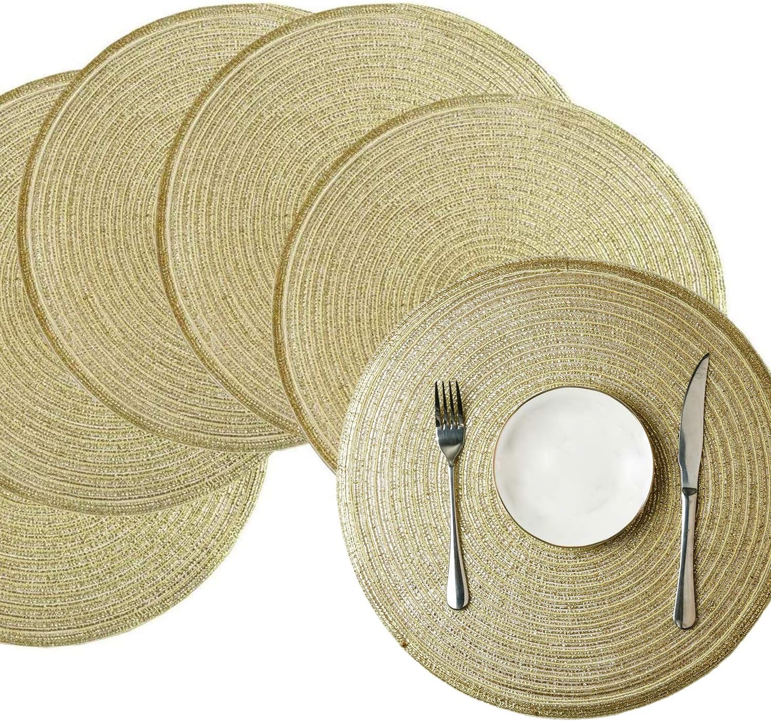 Comius Sharp Round Placemats Set of 6 Cotton Place Mat Washable 15 inch ...