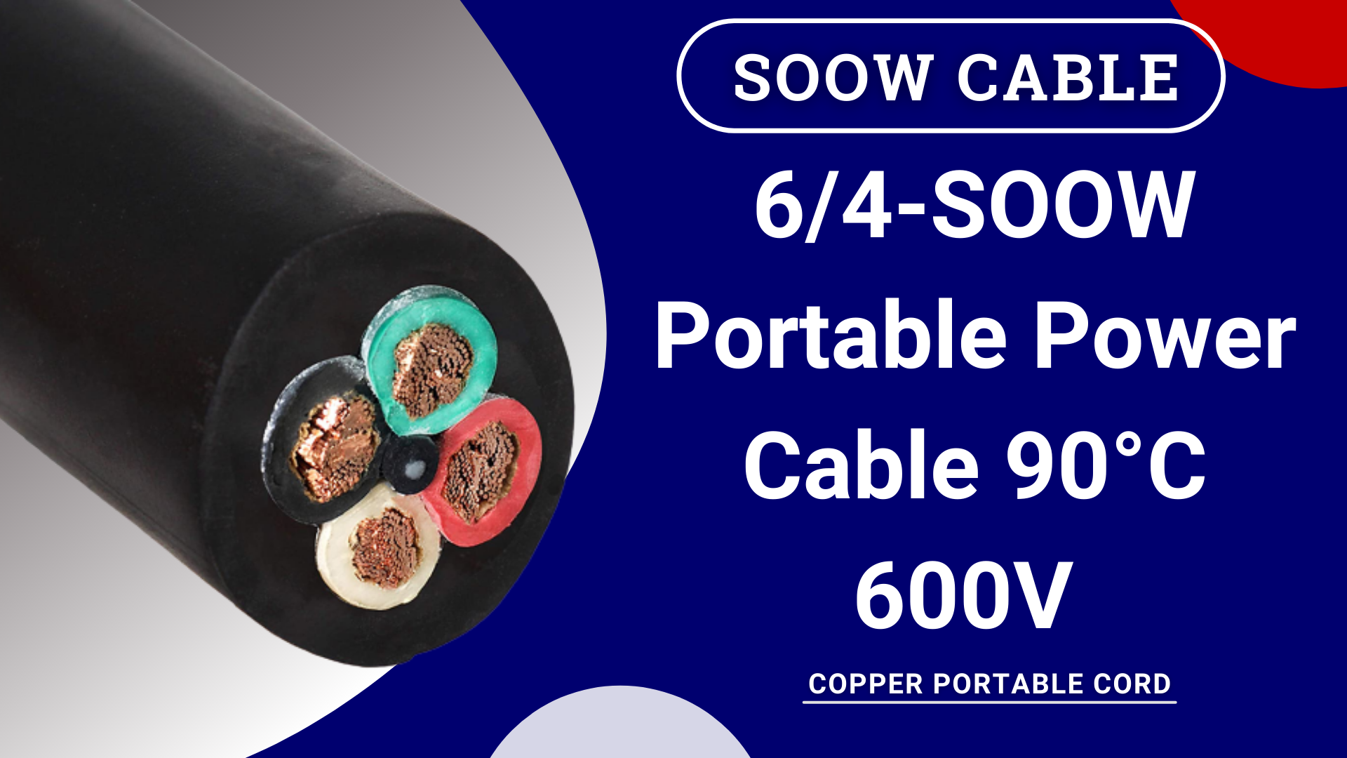 Watch 6/4 SOOW Portable Power Cord Cable 6 Gauge 4 Conductor 600V on ...