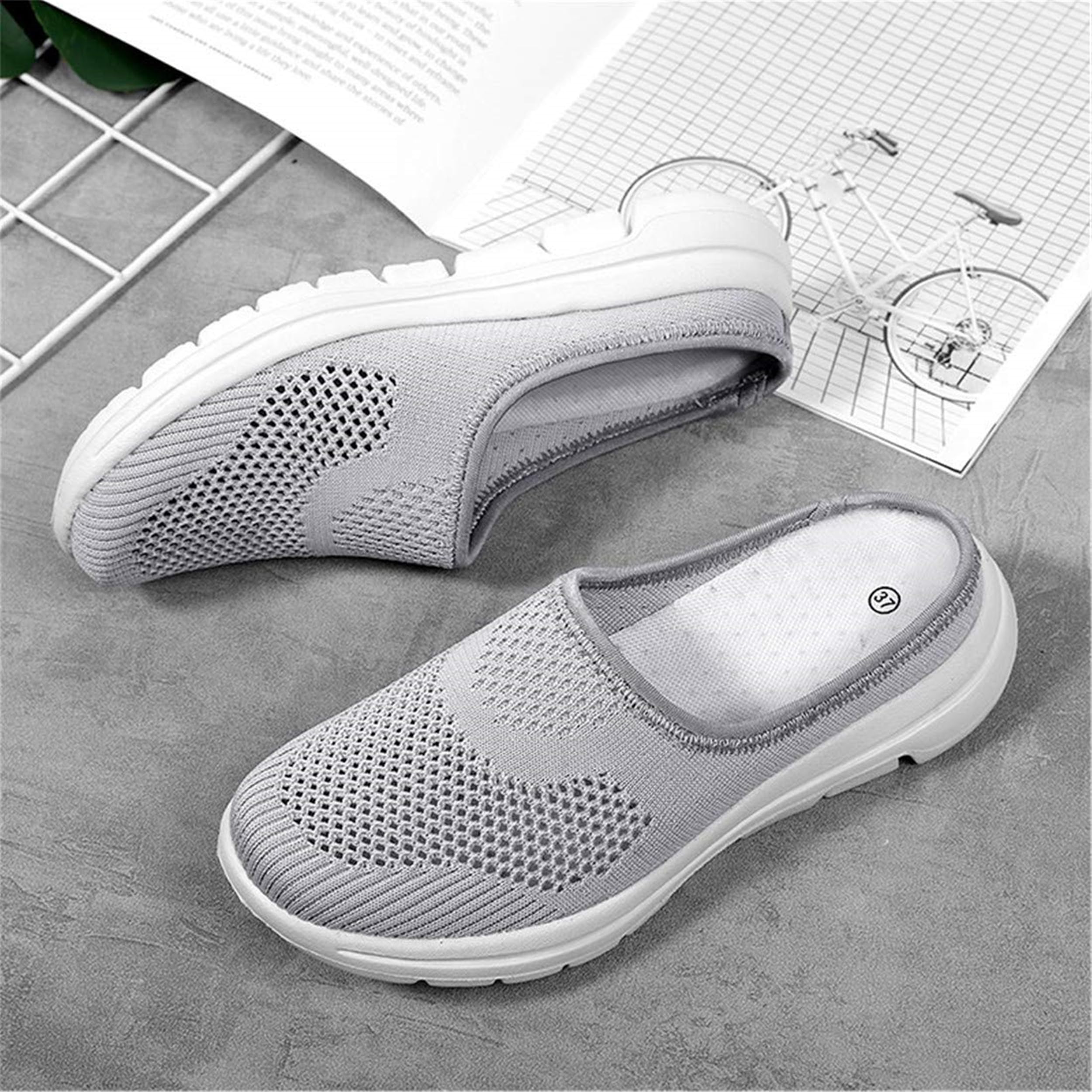 Snapklik.com : Womens Backless Sneakers Mesh Slip-on Mule Shoes ...