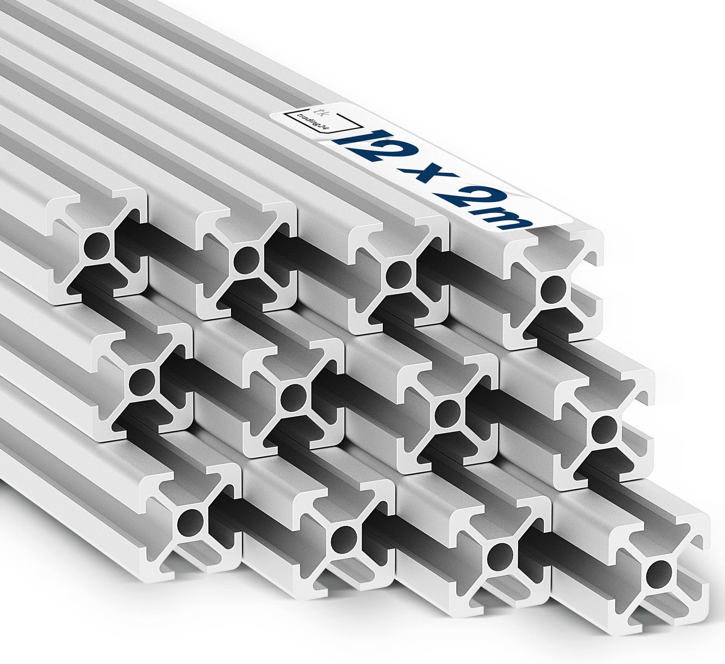 Alu Profil 12 Stück 20x20mm 2m System-, Montage-, Konstruktionsprofil ...