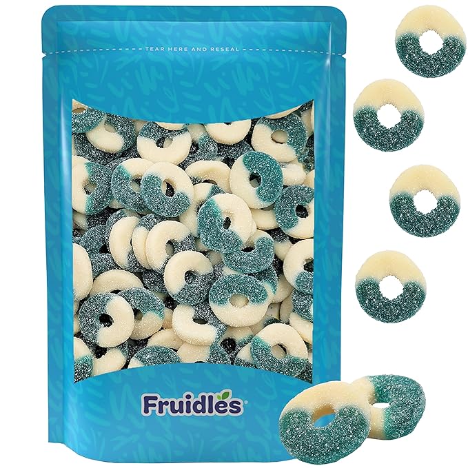 Amazon.com : Blue Raspberry Gummi Rings Candy, Assorted Fruit Flavors ...